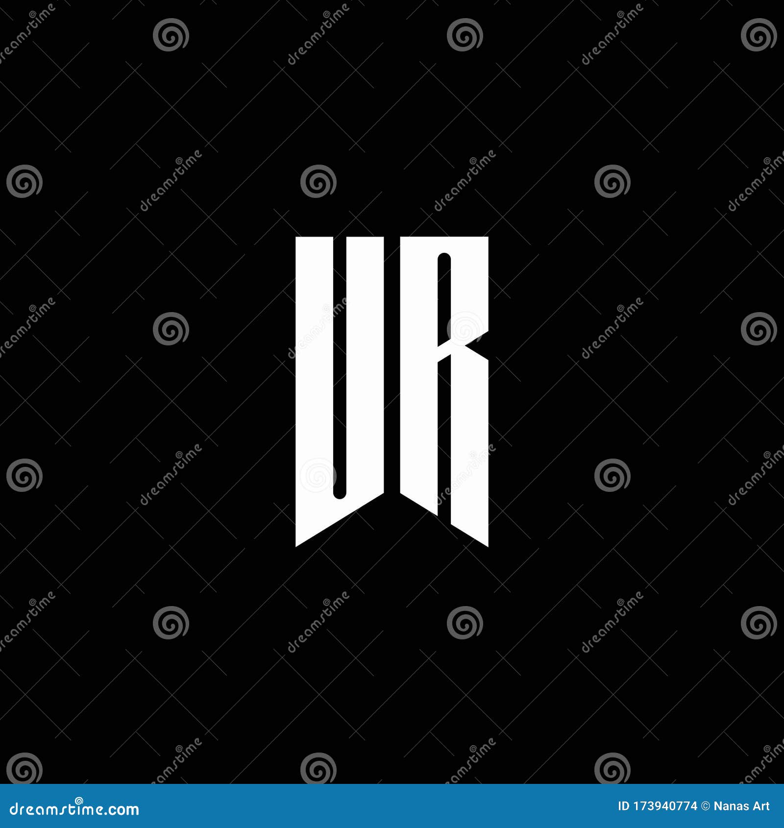 UR Logo Monogram with Emblem Style Isolated on Black Background Stock ...