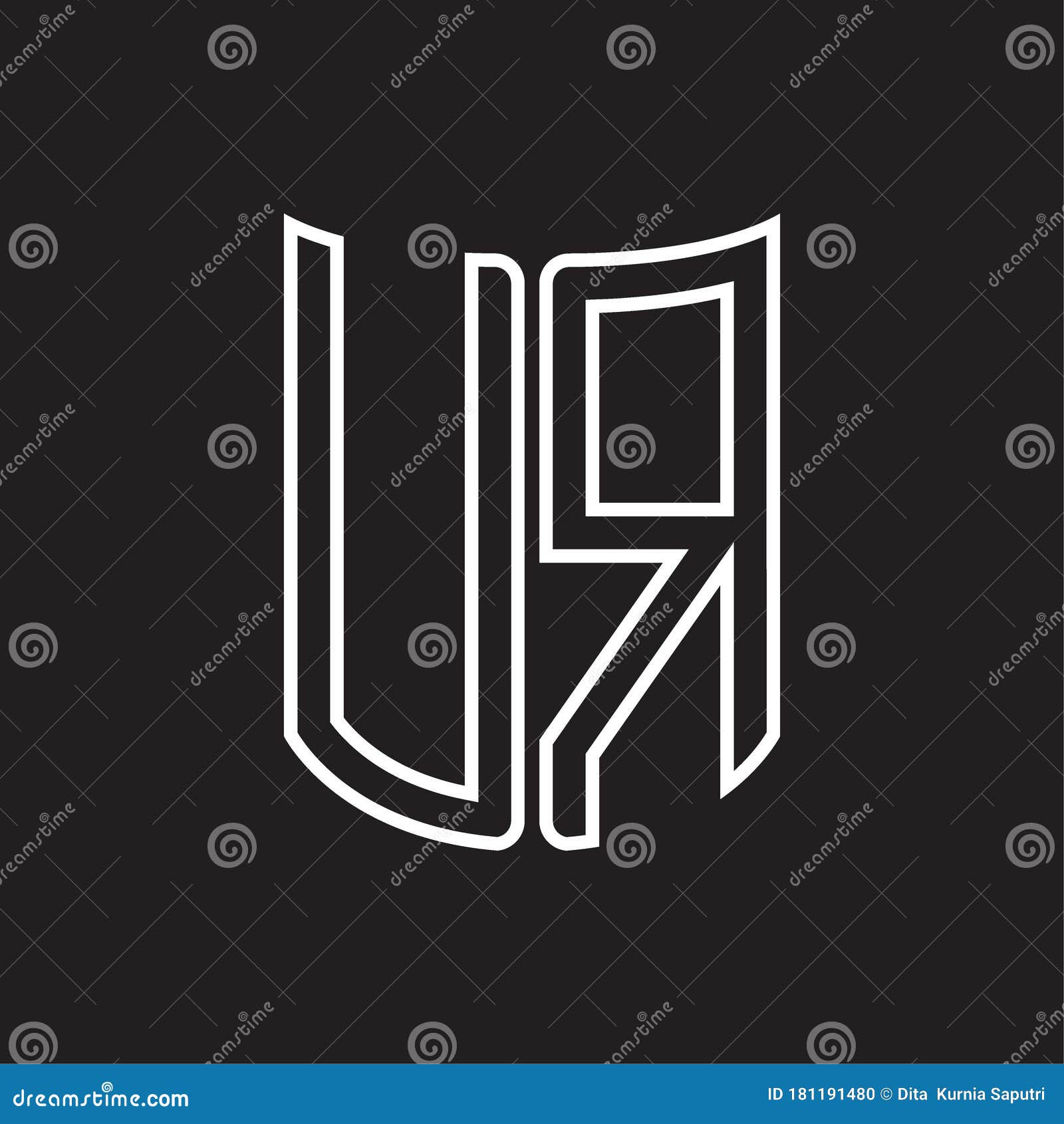 UR Logo Monogram with Ribbon Style Outline Design Template Stock Vector ...