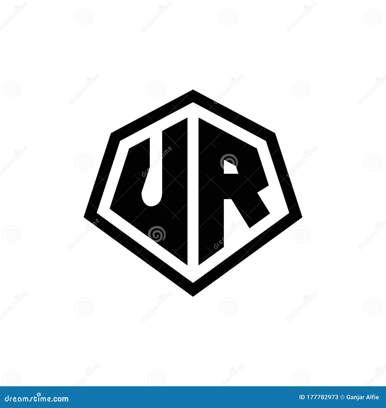 UR Monogram Logo with Hexagon Shape and Line Rounded Style Design ...