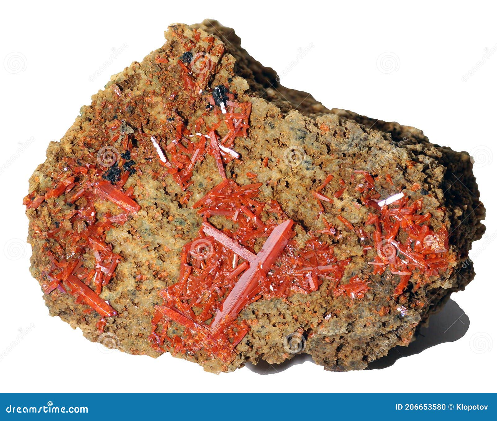 Bright Orange Crystals of the Mineral Crocoite Stock Photo - Image of ...
