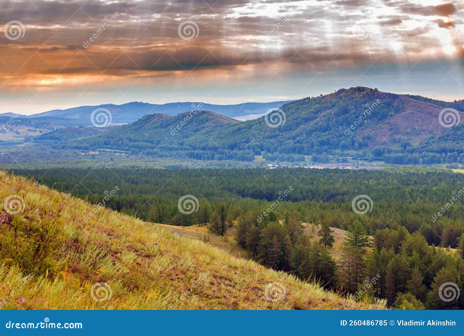 Ural Mountains in Summer. Sunset in the Mountains. the Top of the ...