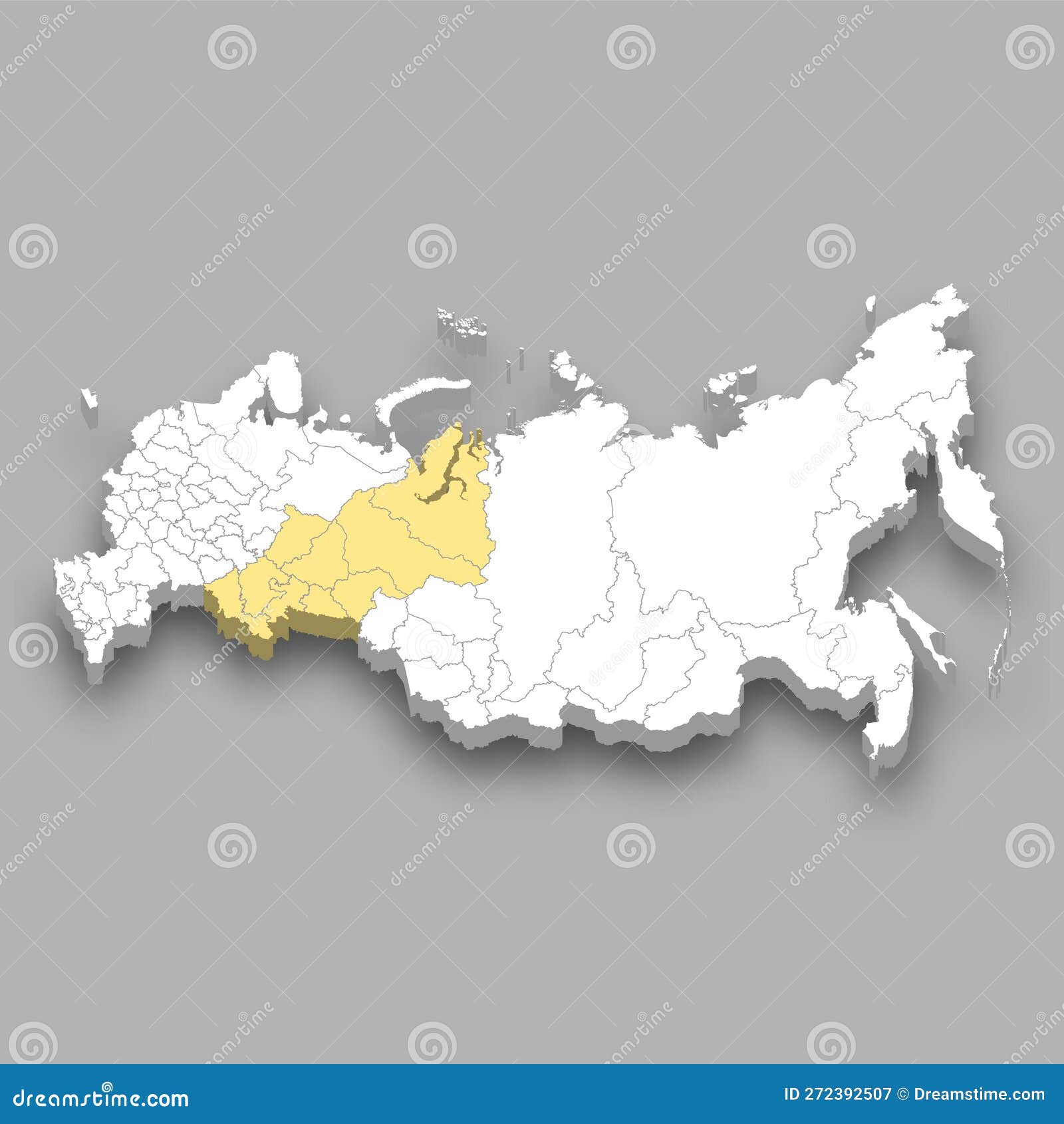 Ural Region Location within Russia Map Stock Vector - Illustration of ...