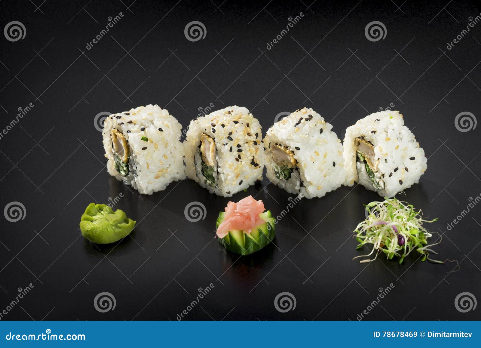 Uramaki Maki Sushi, Two Rolls Isolated On White Royalty-Free Stock ...