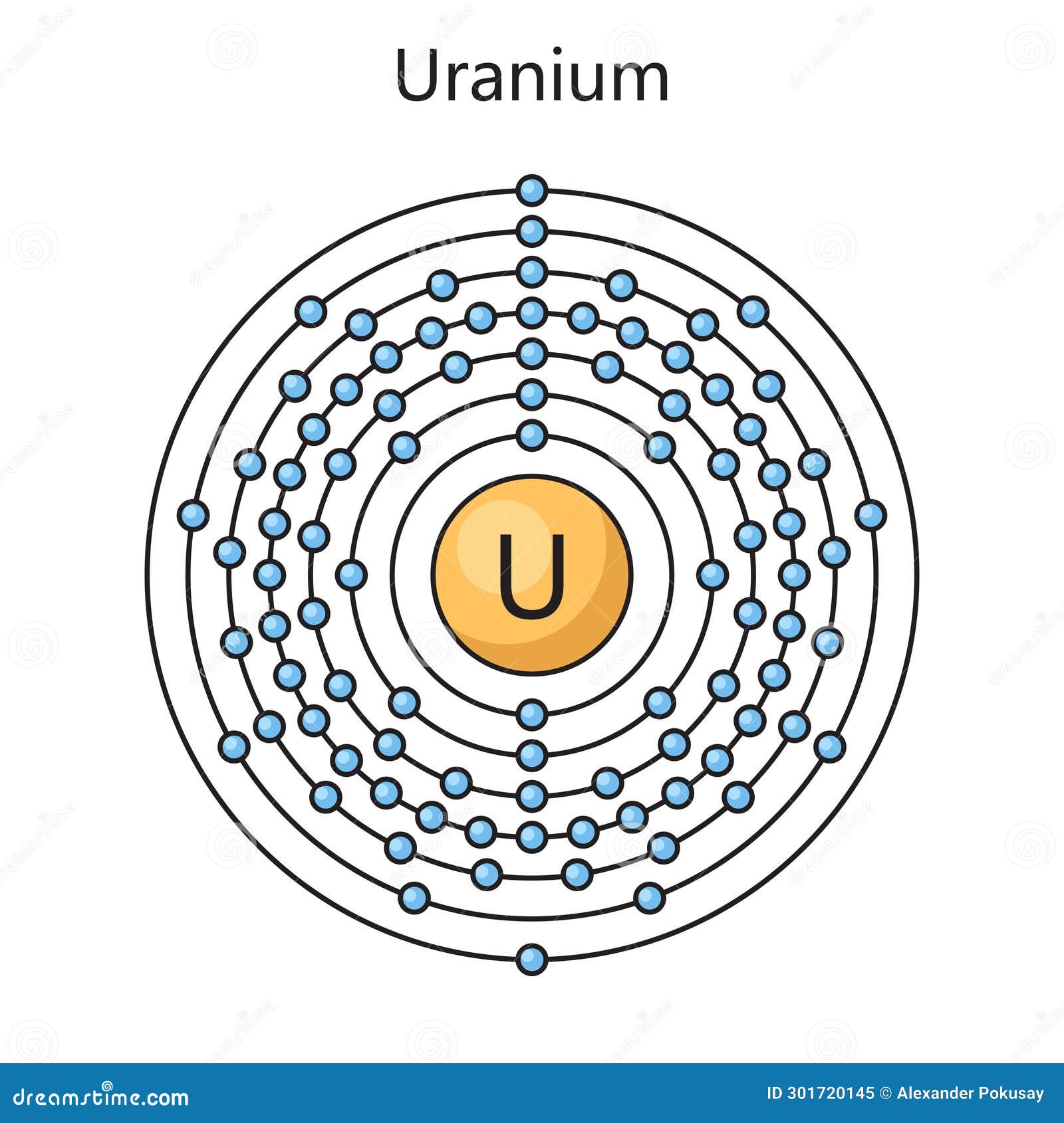 Uranium Atom Model Physics Raster Illustration Stock Illustration ...