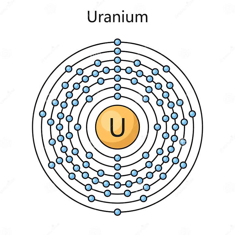 Uranium Atom Model Physics Raster Illustration Stock Illustration ...