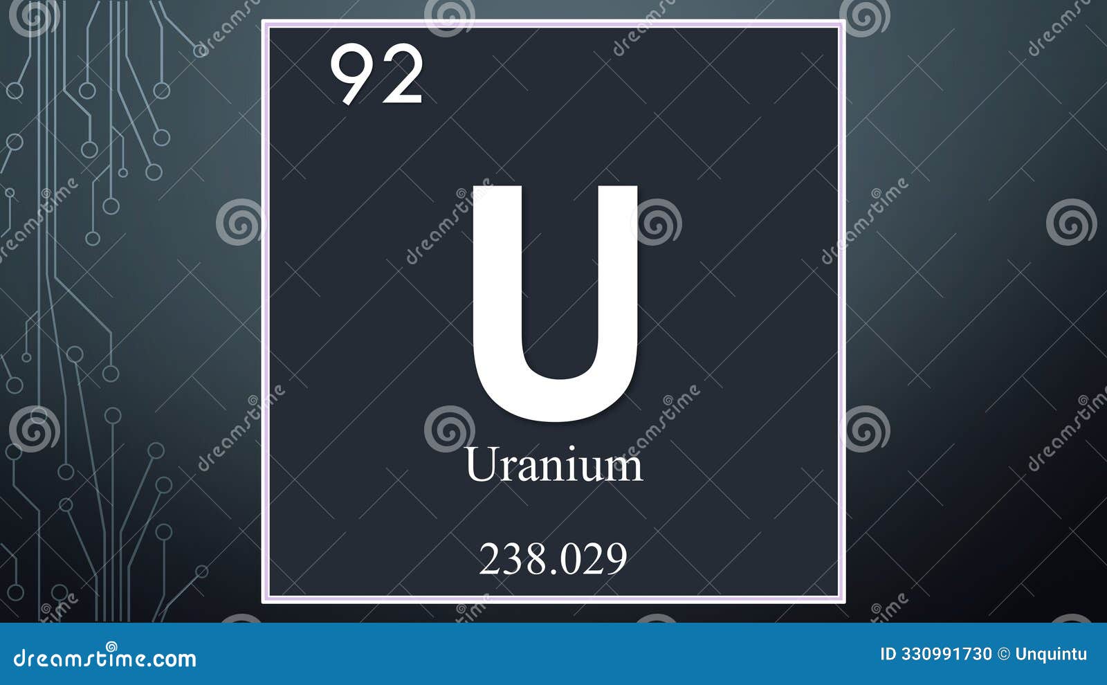 Uranium Chemical Element Symbol on Dark Abstract Background Stock ...