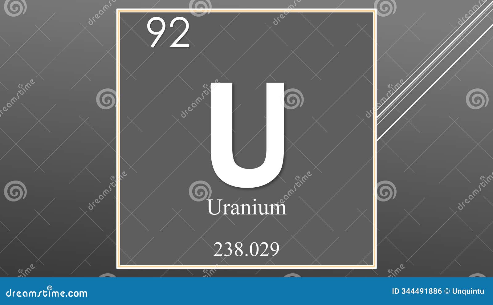 Uranium Chemical Element Symbol on Gray Abstract Background Stock ...