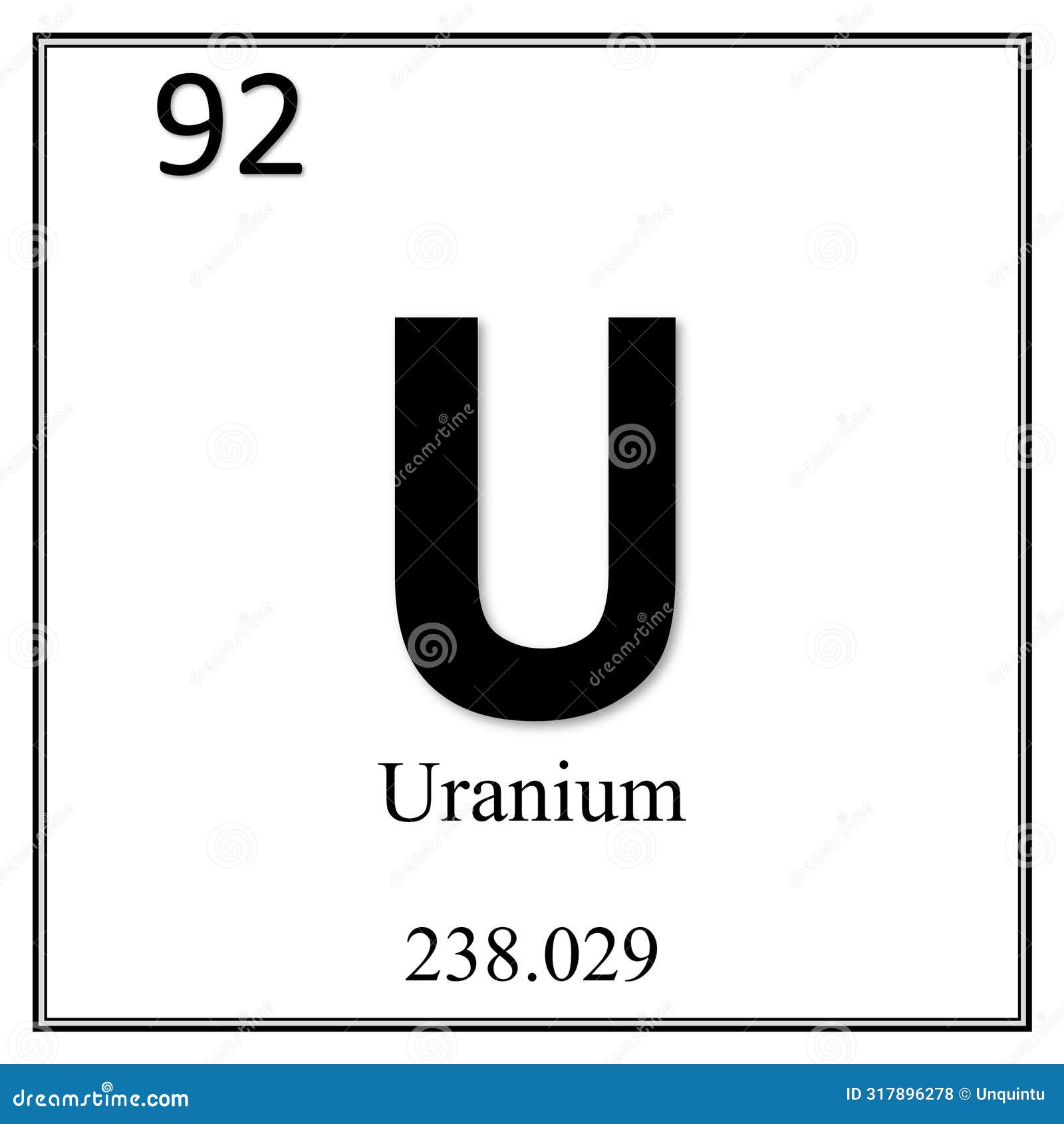 Uranium Chemical Element Symbol on White Background Stock Illustration ...