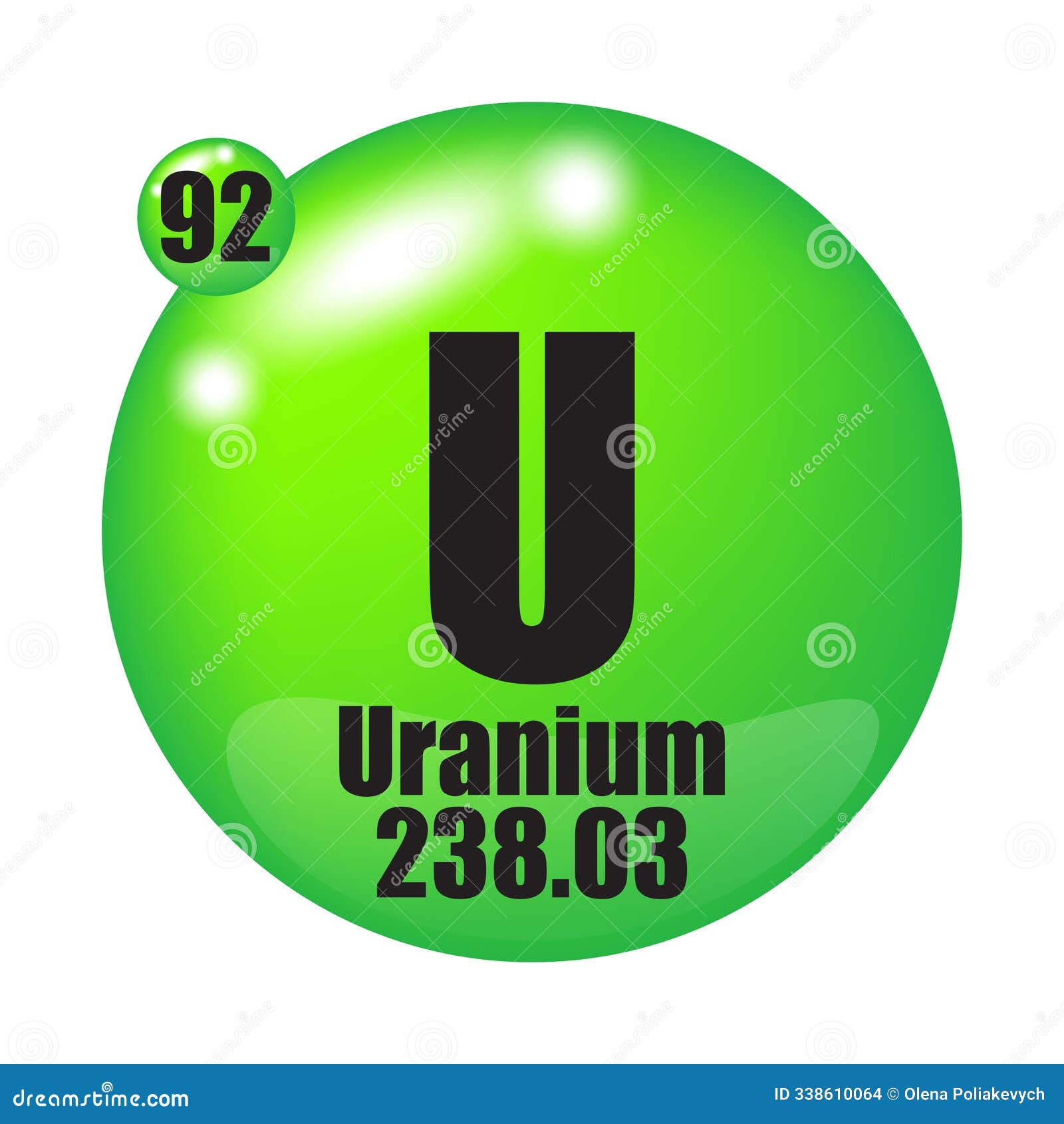 Uranium Icon. U Chemical Element. Atomic Number 92. Mass 238.03. Green ...