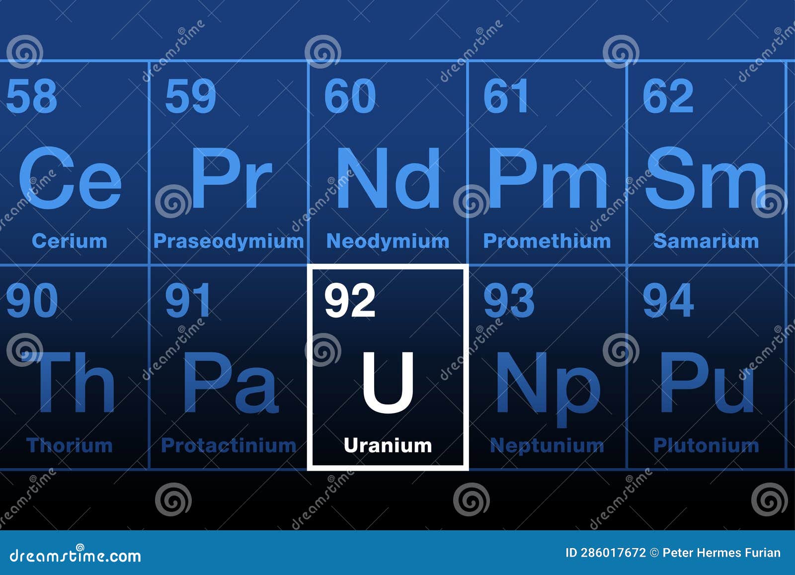 Uranium on Periodic Table of the Elements, with Symbol U Stock Vector ...