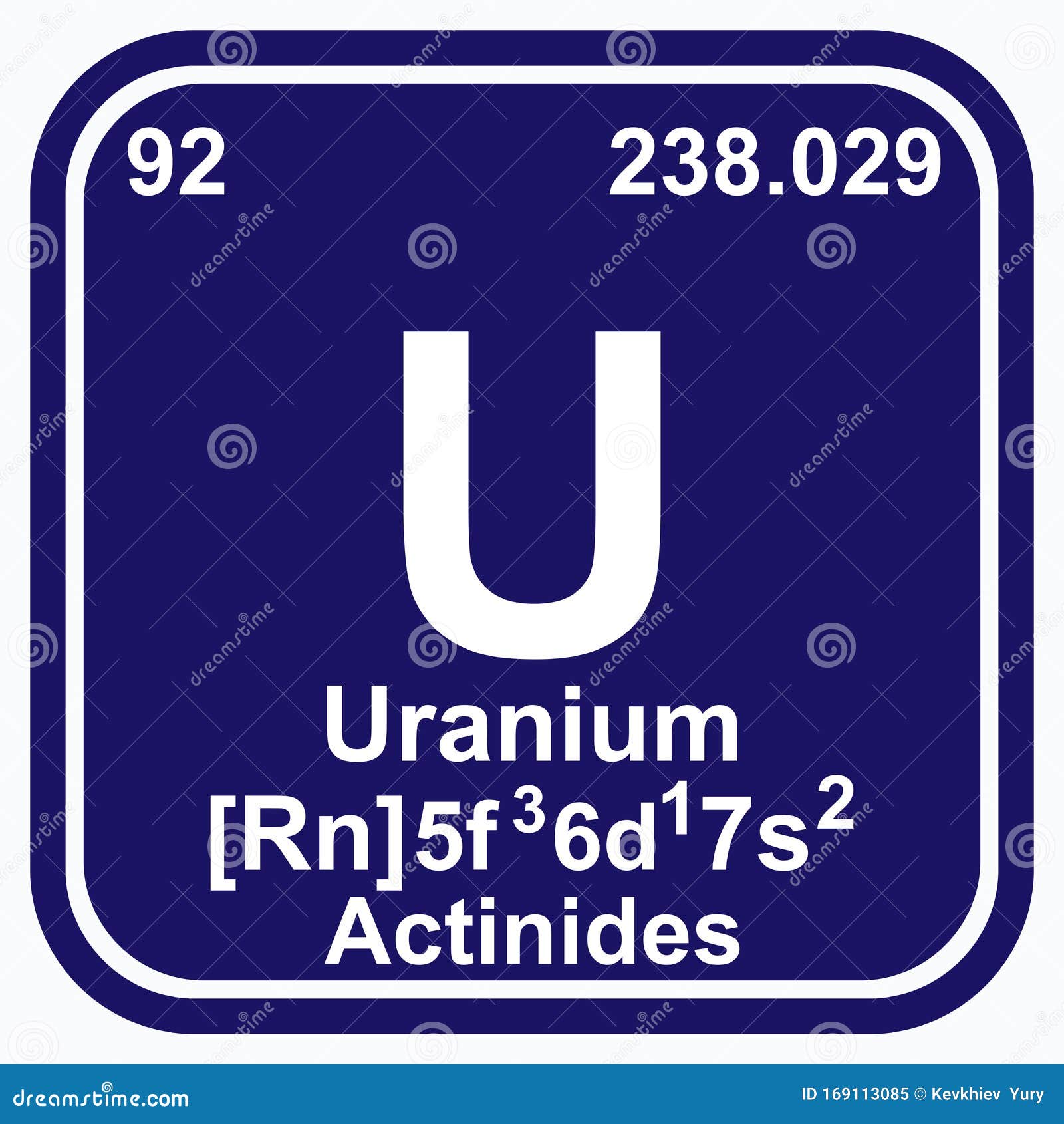 Uranium Vector Periodic Table Element. Uranium Atom Chemical Science ...