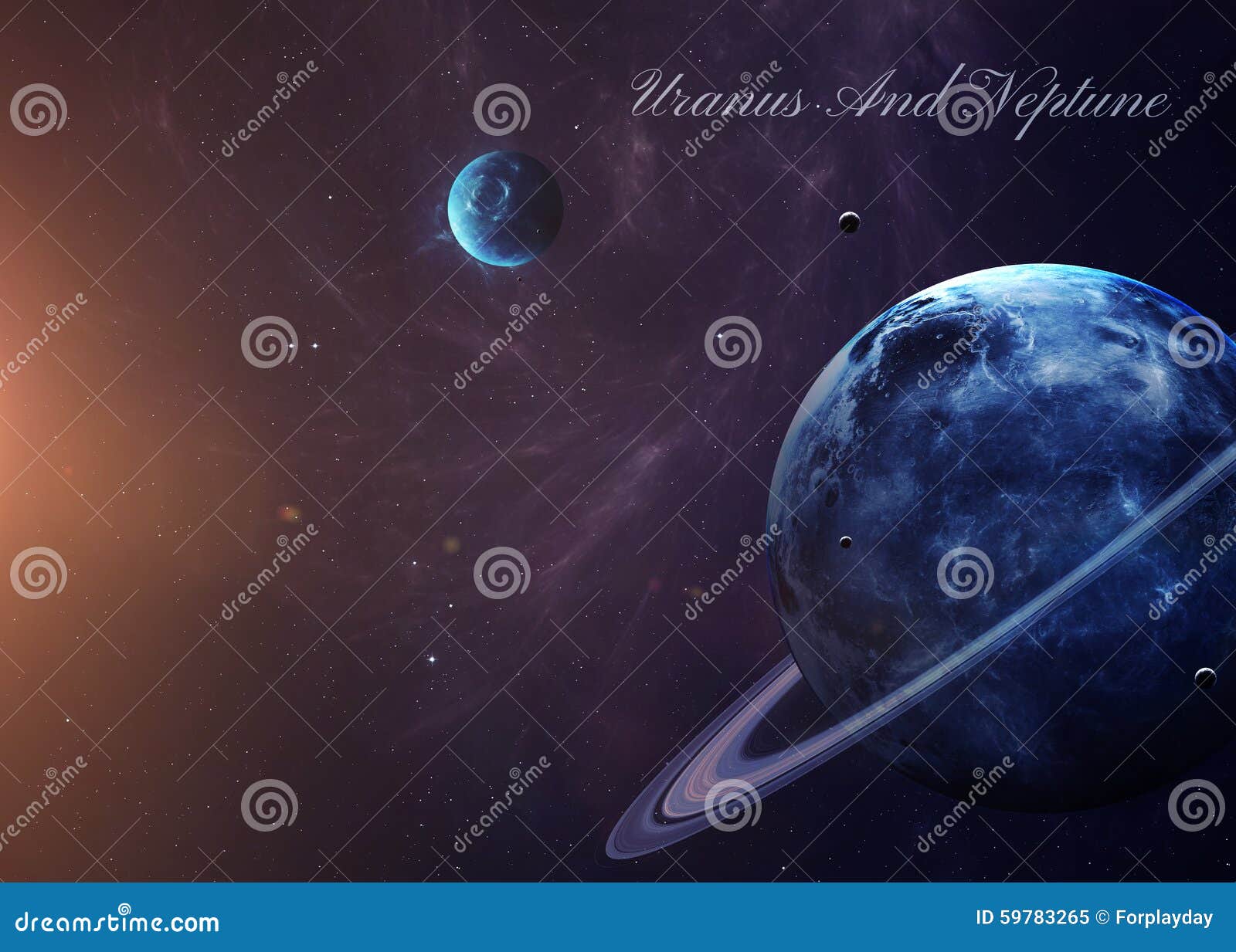 The Uranus With Moons From Space Showing All They Stock Image Image