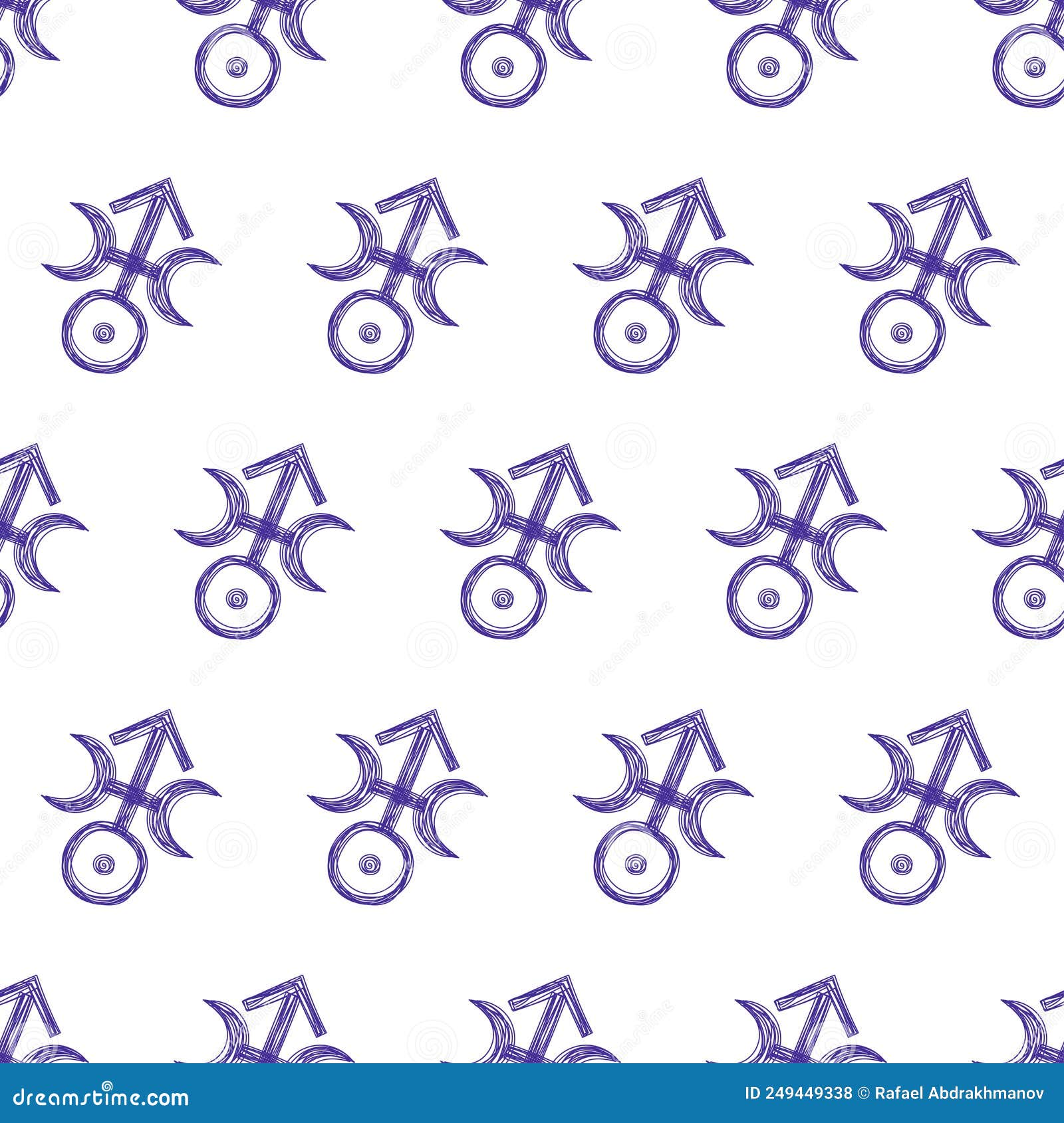 Uranus Planet Sign Hand Drawn with Blue Pen. Vector Astrological ...