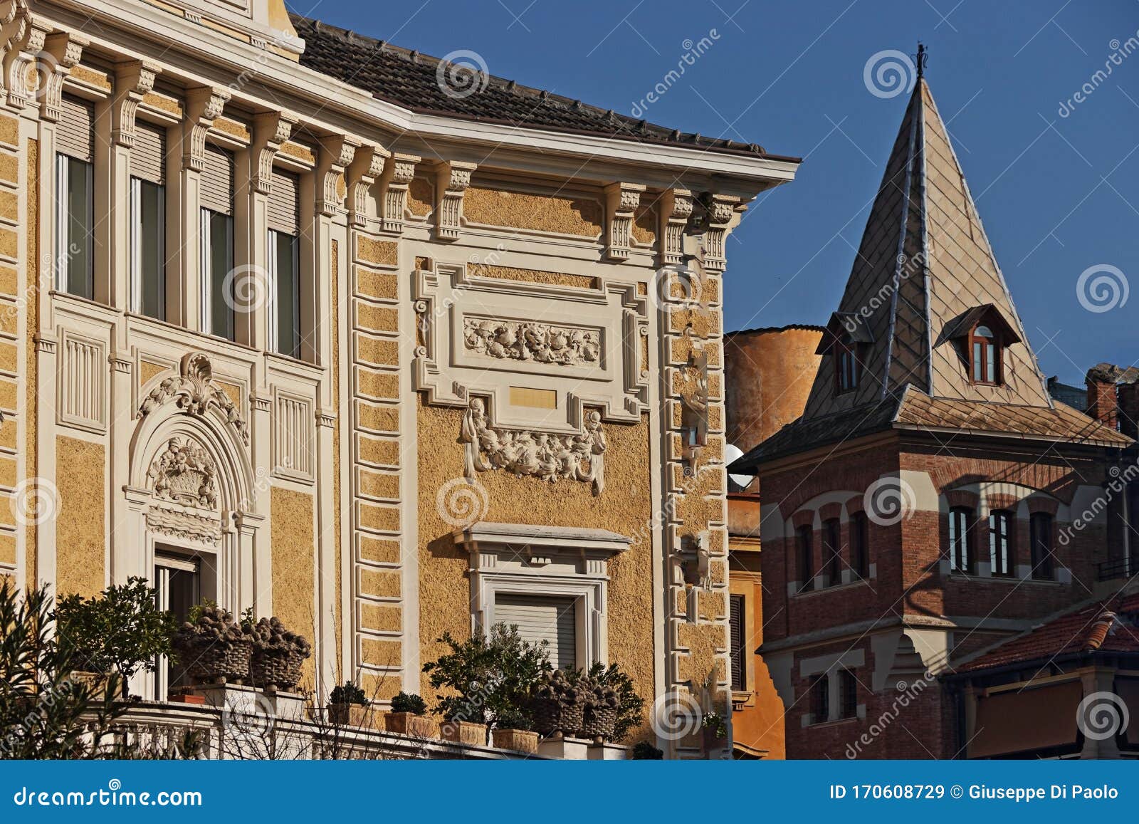 Urban architecture in Rome stock image. Image of designing - 170608729