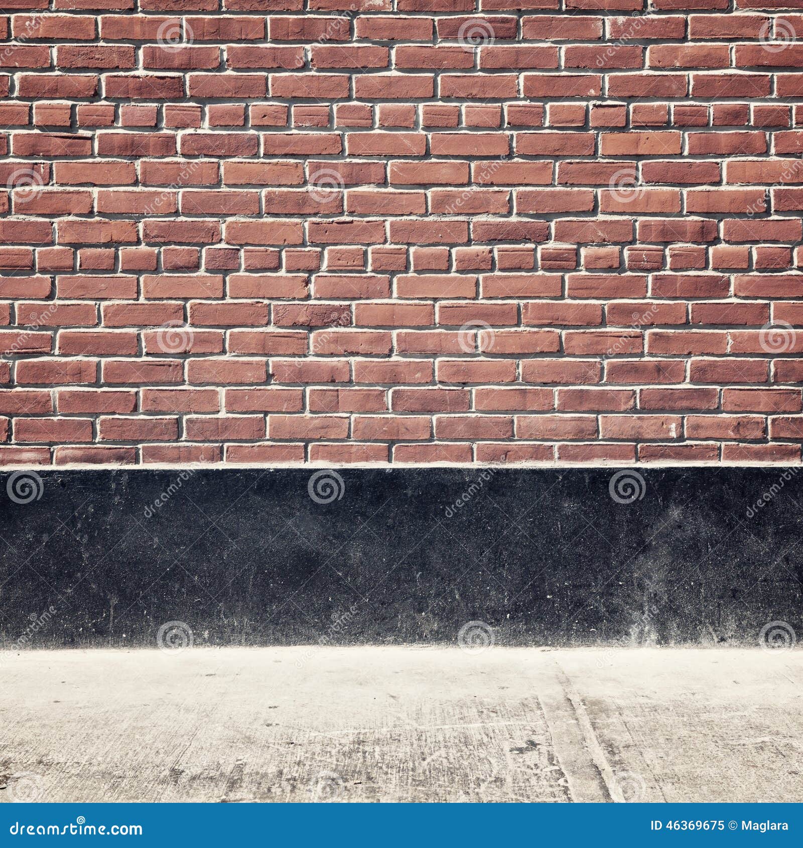 Urban Background with Brick Wall and Pavement Stock Image - Image of ...