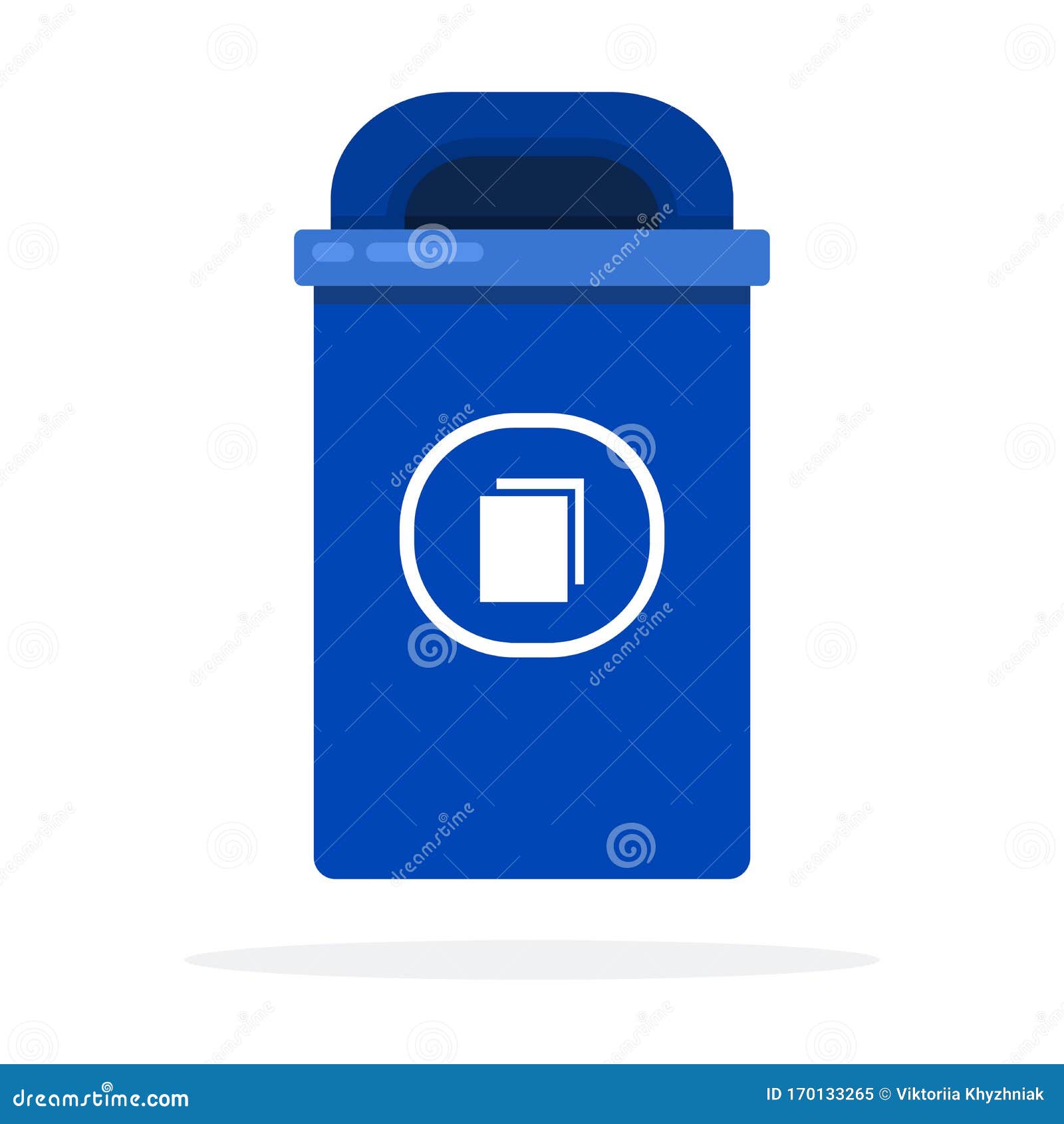 Urban Blue Bin for Paper Flat Isolated Stock Vector - Illustration of ...