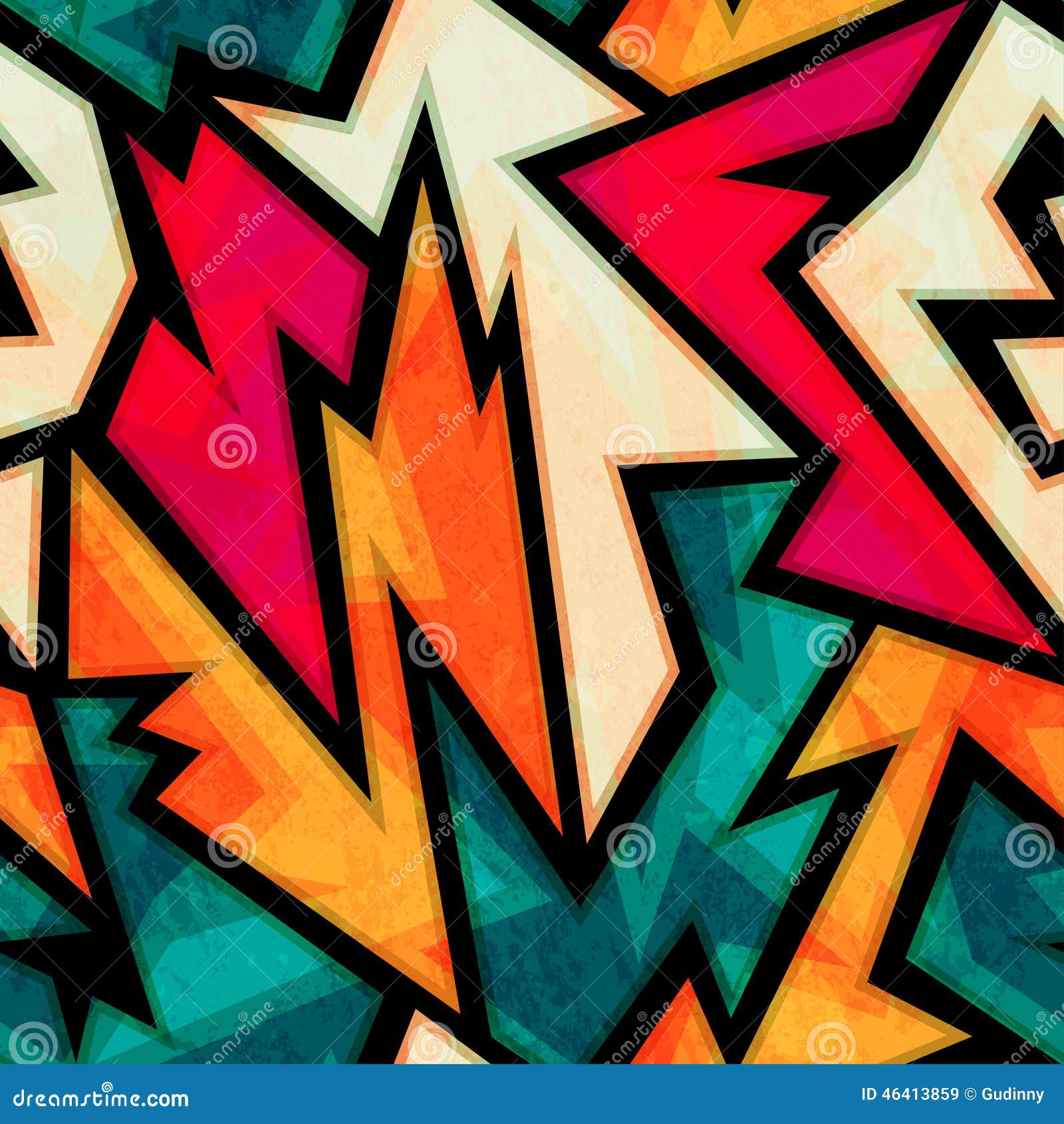 Urban Bright Geometric Seamless Pattern with Grunge Effect Stock Vector ...