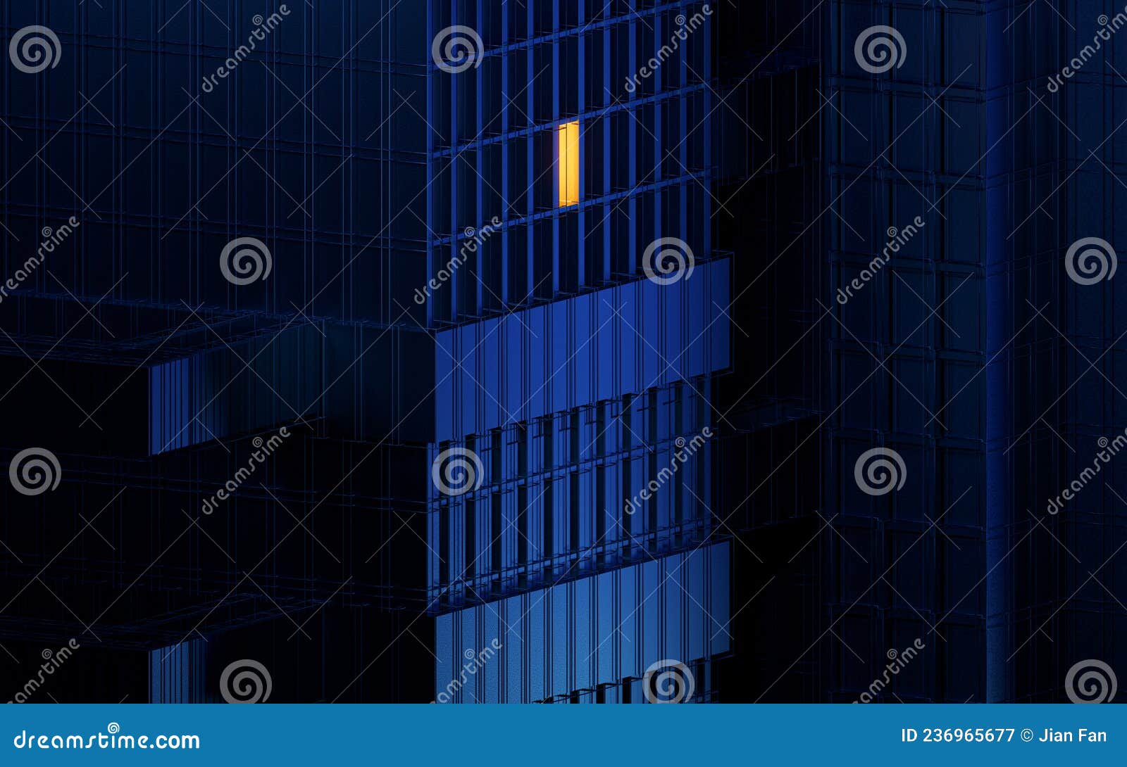 Urban Building at Night, Modular Building,3d Rendering Stock ...