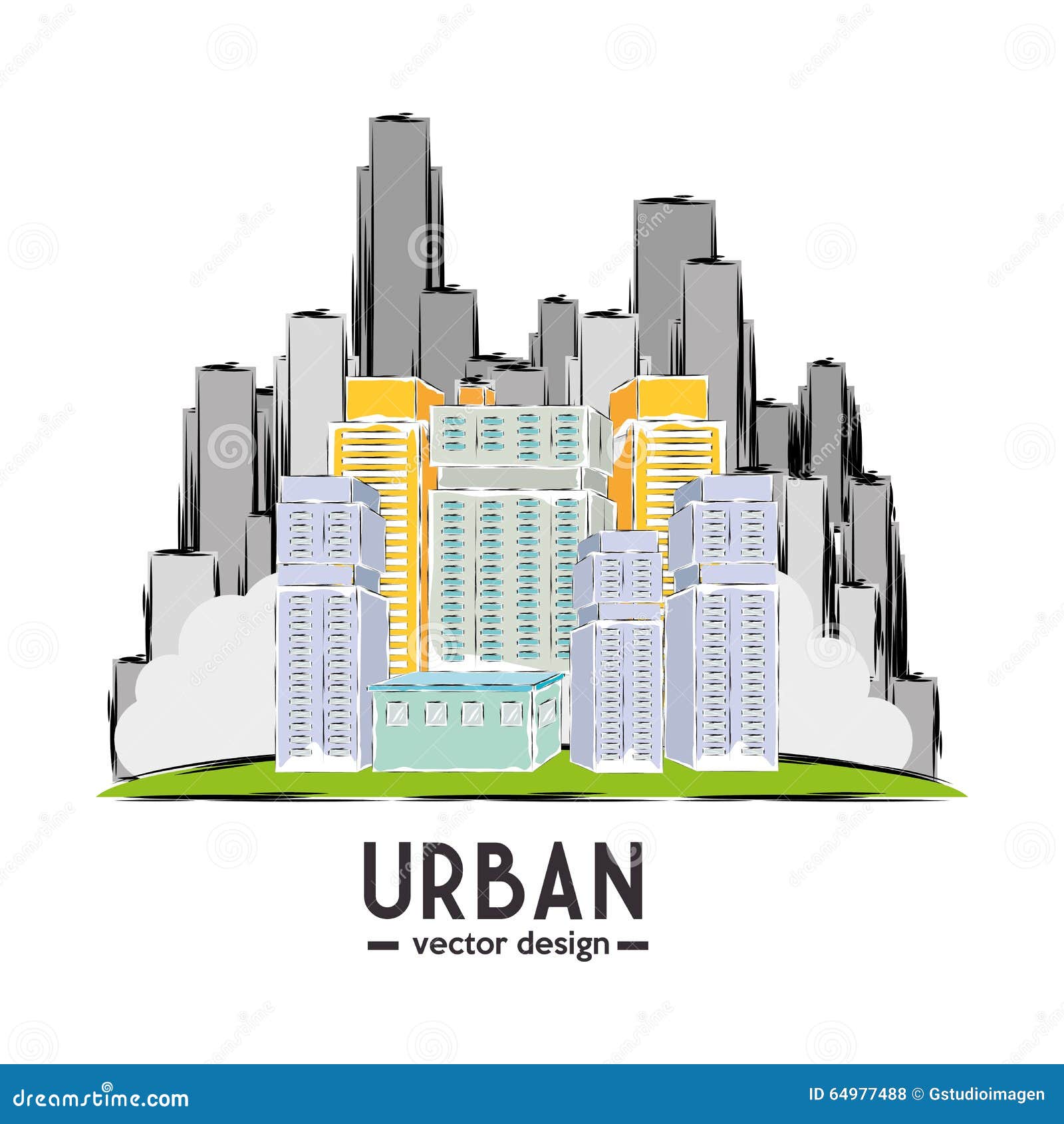 Urban buildings graphic stock illustration. Illustration of colorful ...