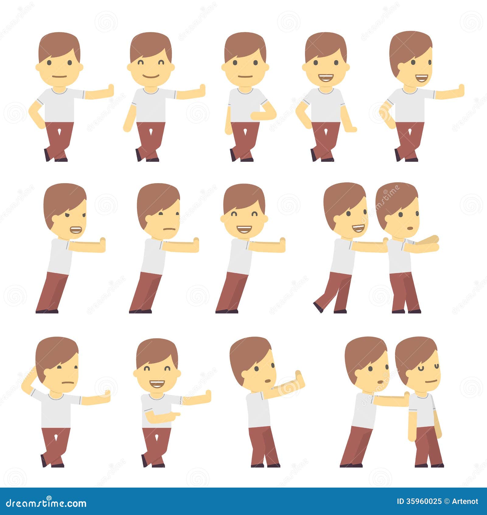 Urban Character Set in Different Poses. Simple Stock Vector ...