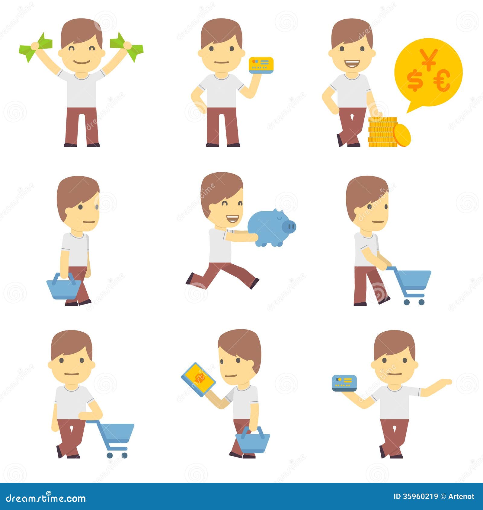 Urban Character Set in Different Poses. Simple Stock Vector ...