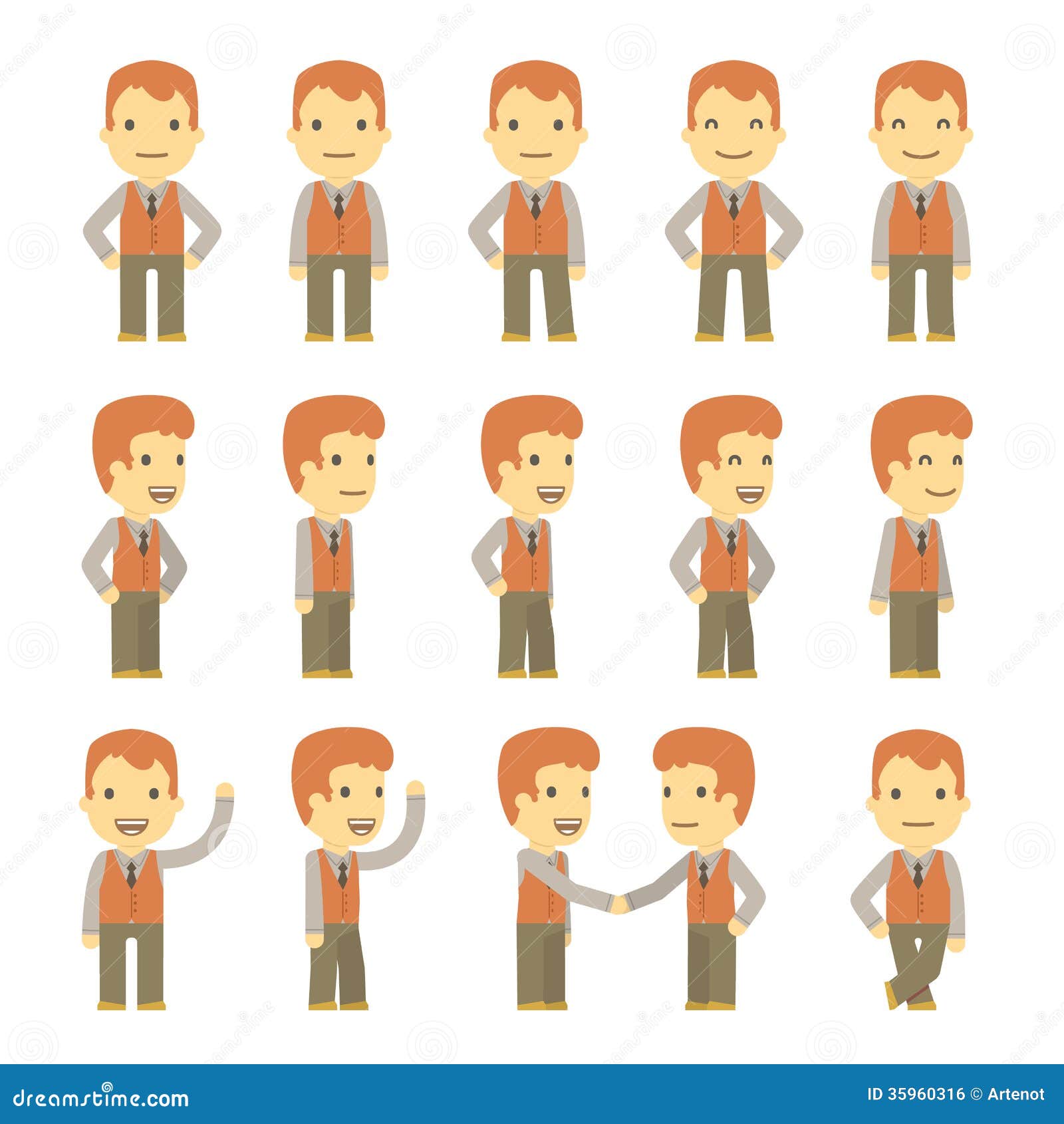 Urban Character Set In Different Poses. Simple Flat Design. Set Of ...