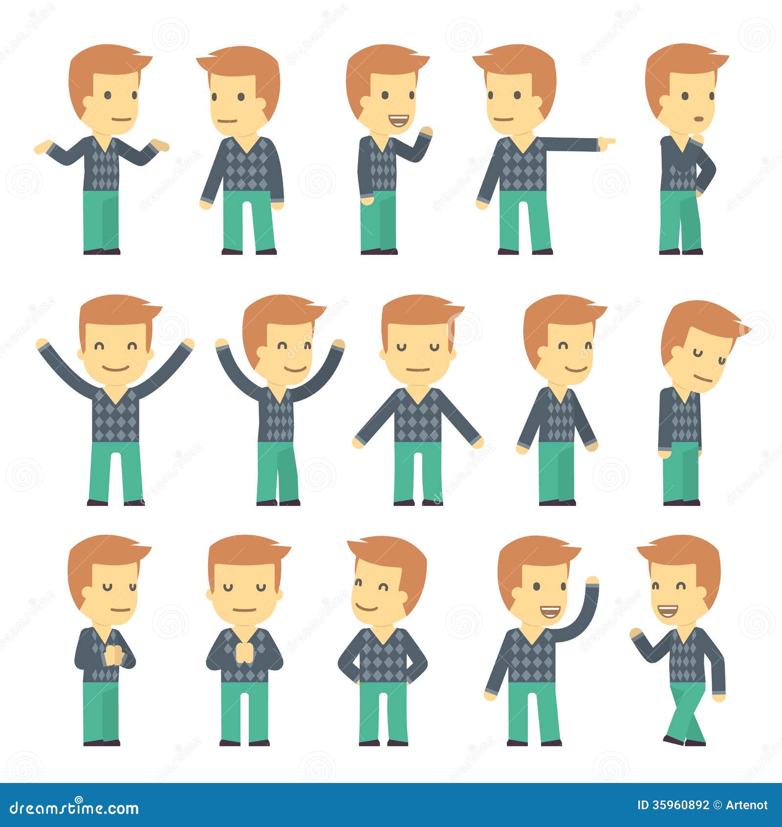 Urban Character Set in Different Poses. Simple Stock Vector ...