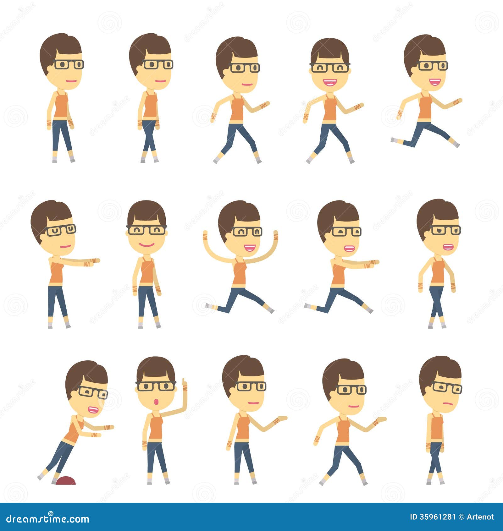 Urban Character Set in Different Poses. Simple Stock Vector ...