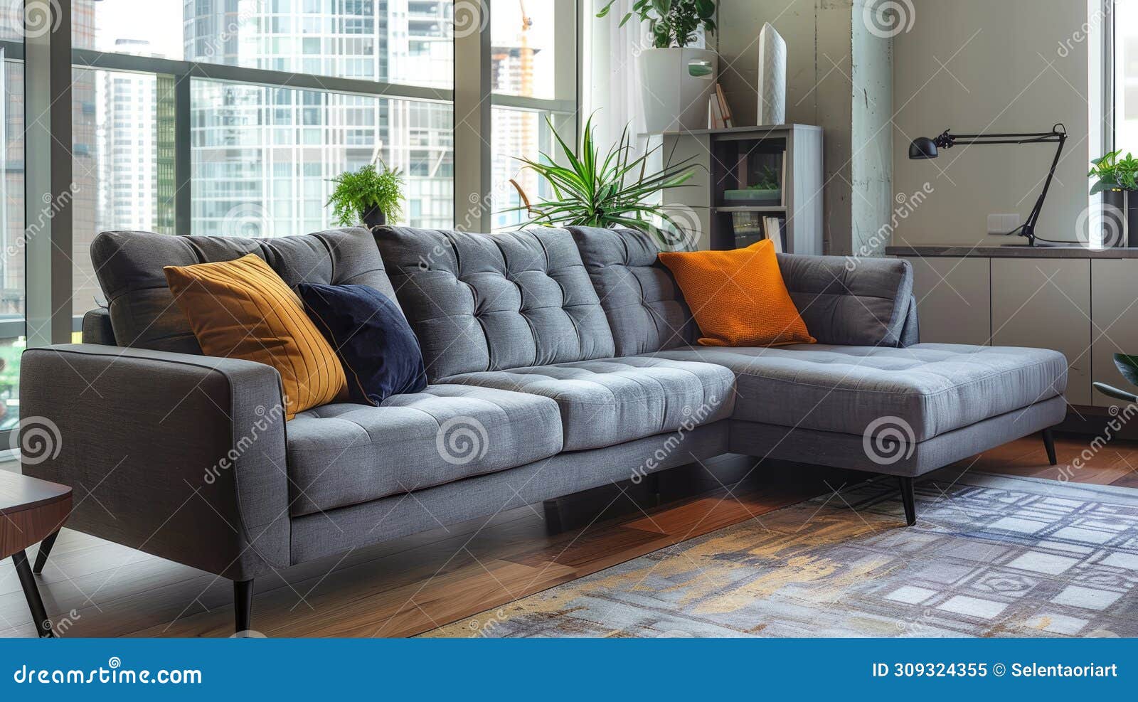 Urban Chic Corner Sofa Style Stock Illustration - Illustration of ...