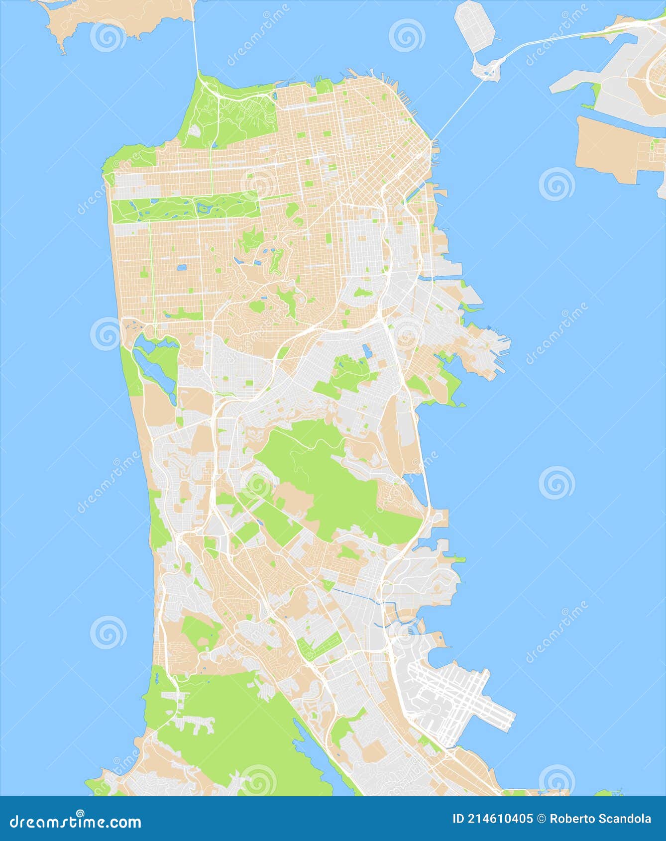 Urban City Map of San Francisco, California Stock Vector - Illustration ...