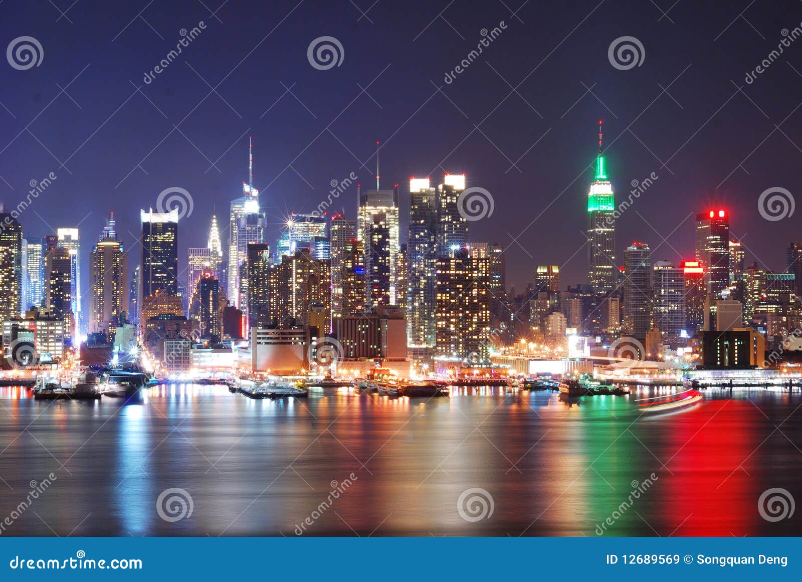 Urban City night scene stock image. Image of harbor, boats - 12689569