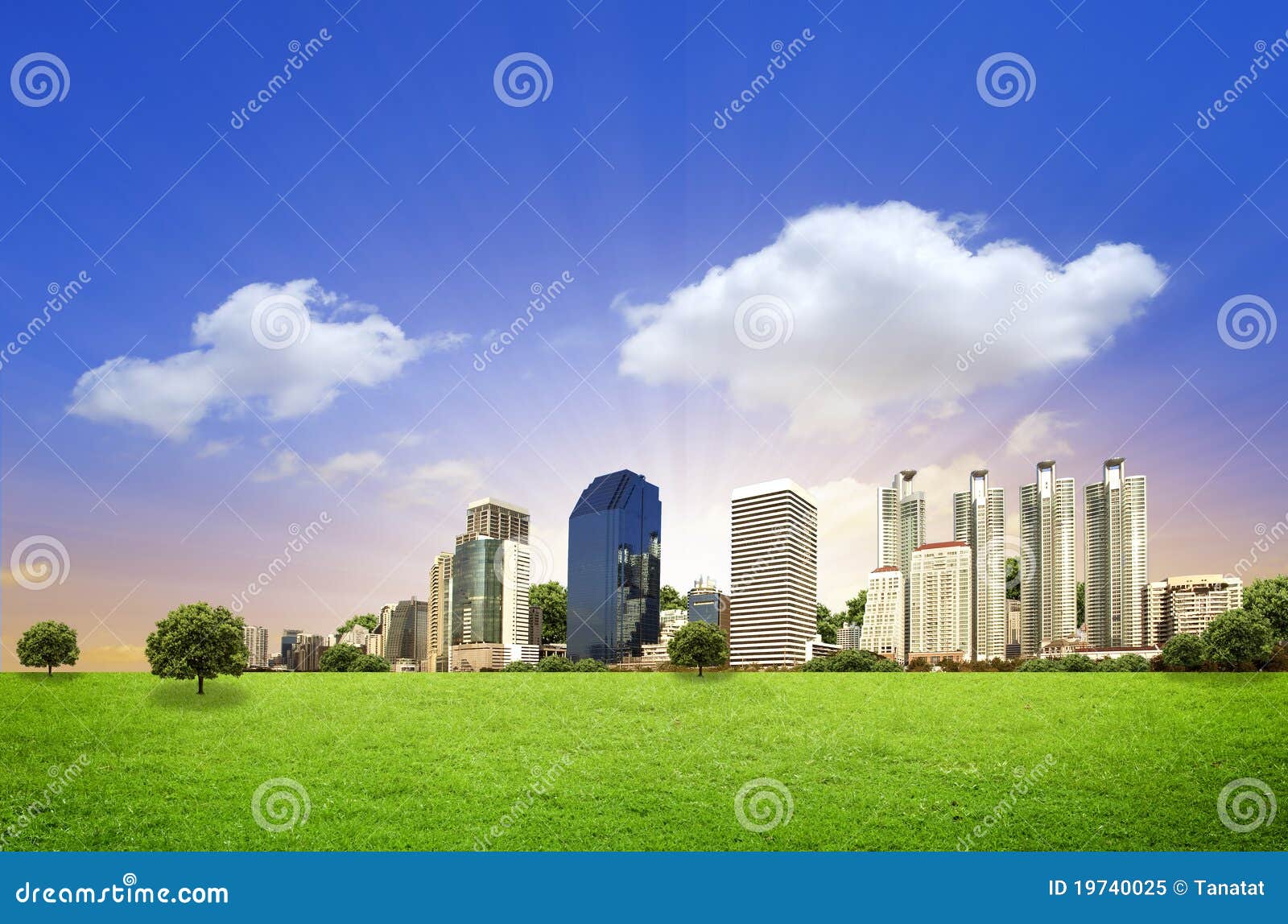 Urban City Skyline in the Morning Stock Image - Image of business ...