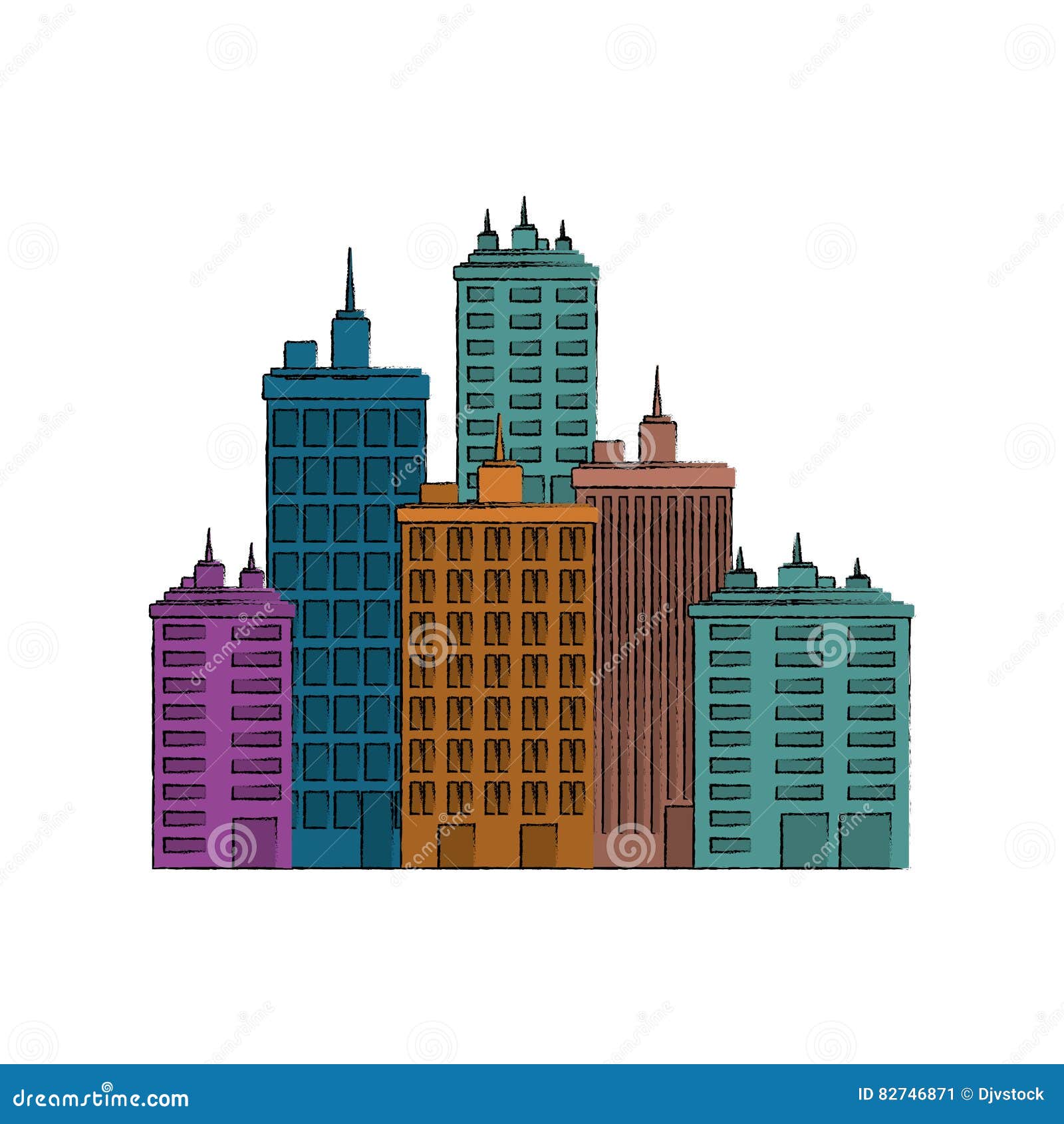 Urban city view stock illustration. Illustration of windows - 82746871