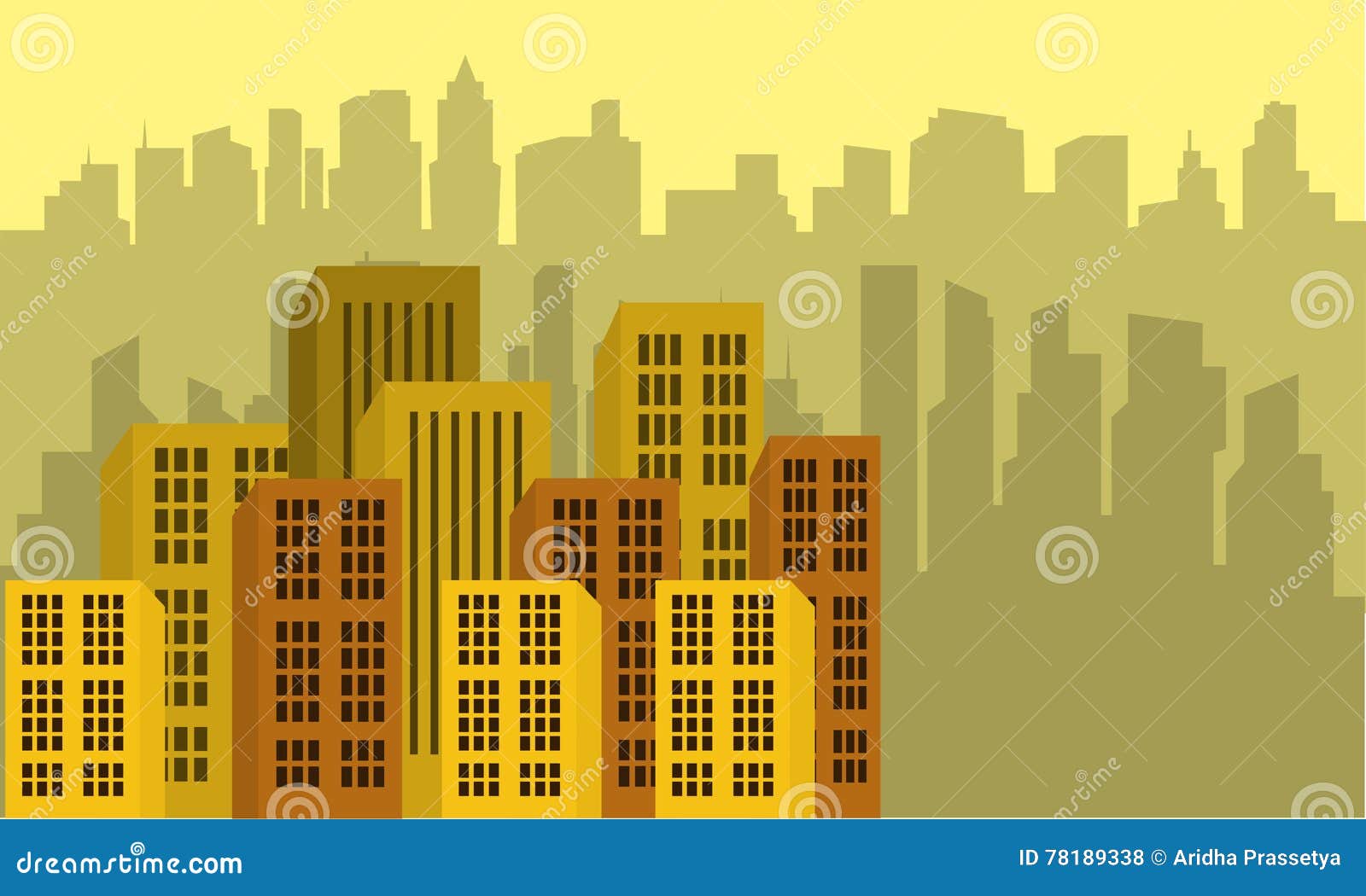 Urban City with Yellow Backgrounds Vector Flat Stock Vector ...