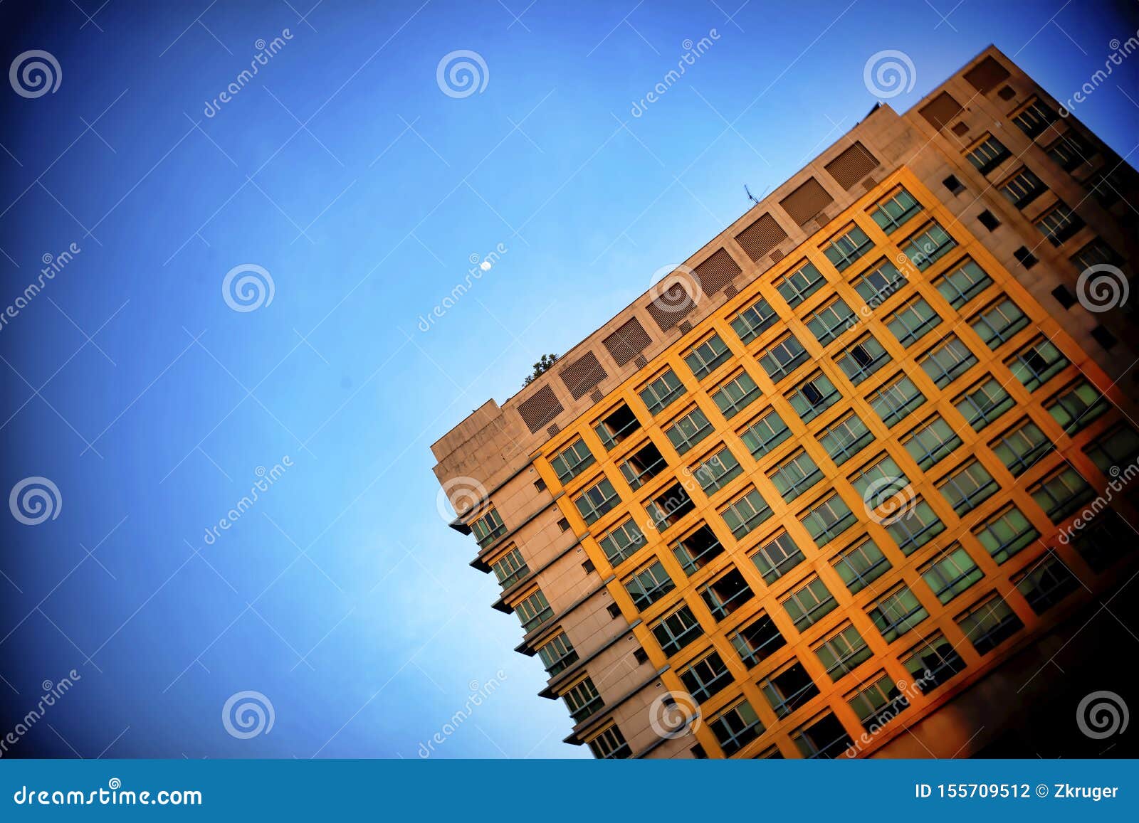 Urban Orange Cityscape Buildings Against Blue Sky Stock Photo - Image ...