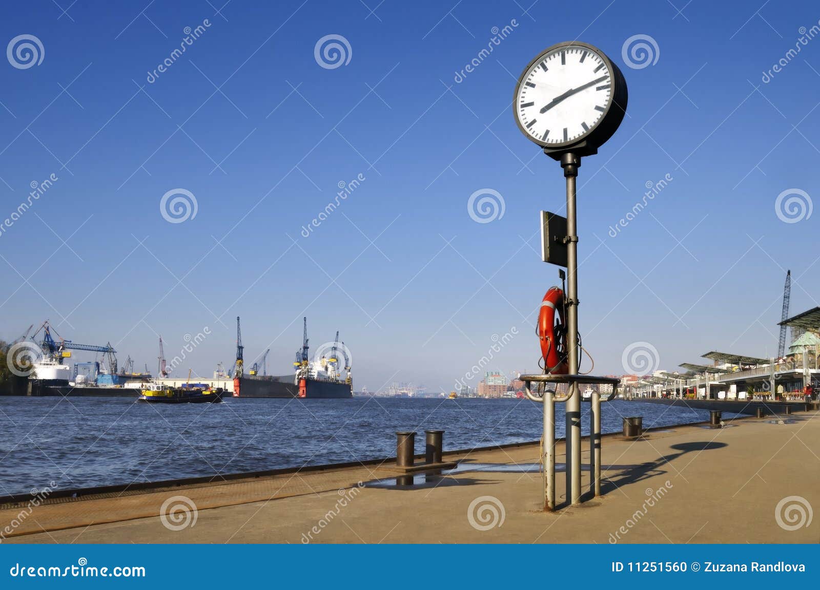 Urban clock and harbour stock photo. Image of bright - 11251560