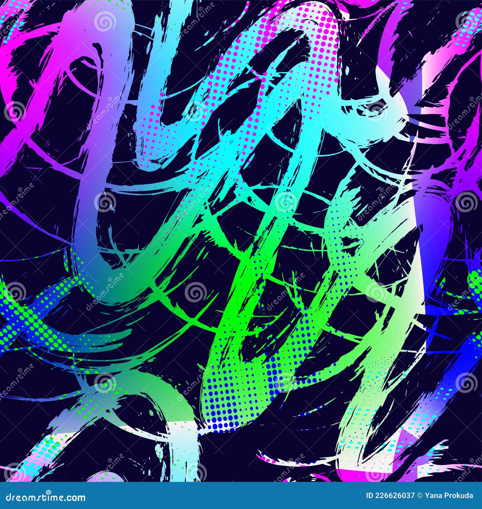 Urban Colorful Seamless Pattern with Dots, Grunge and Gradient Backdrop ...