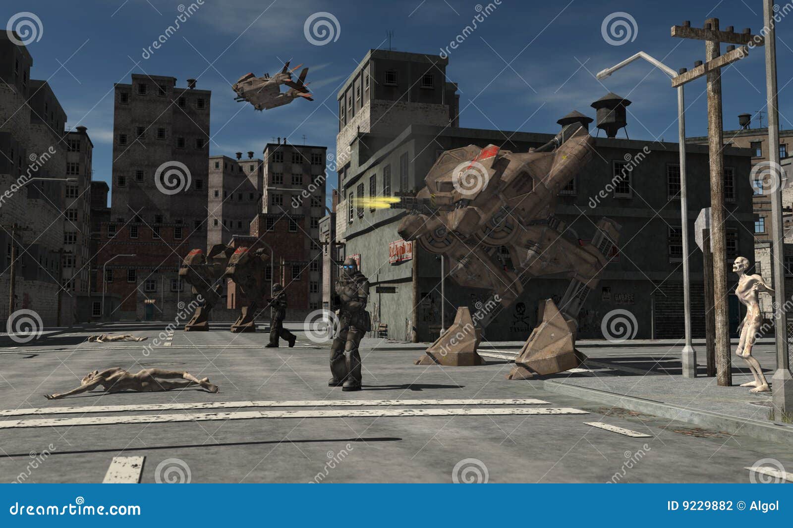 Urban Combat Patrol - Zombie Central Stock Illustration - Illustration ...