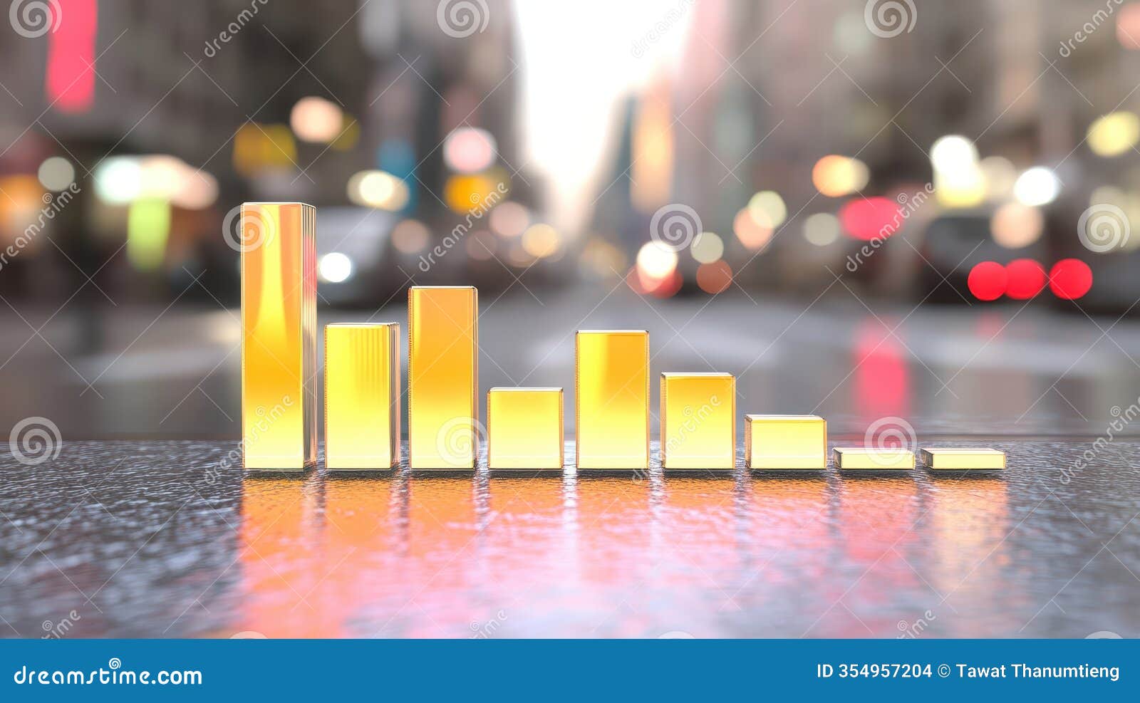 Urban Data Analysis, Closeup View of City Street with Bar Chart ...