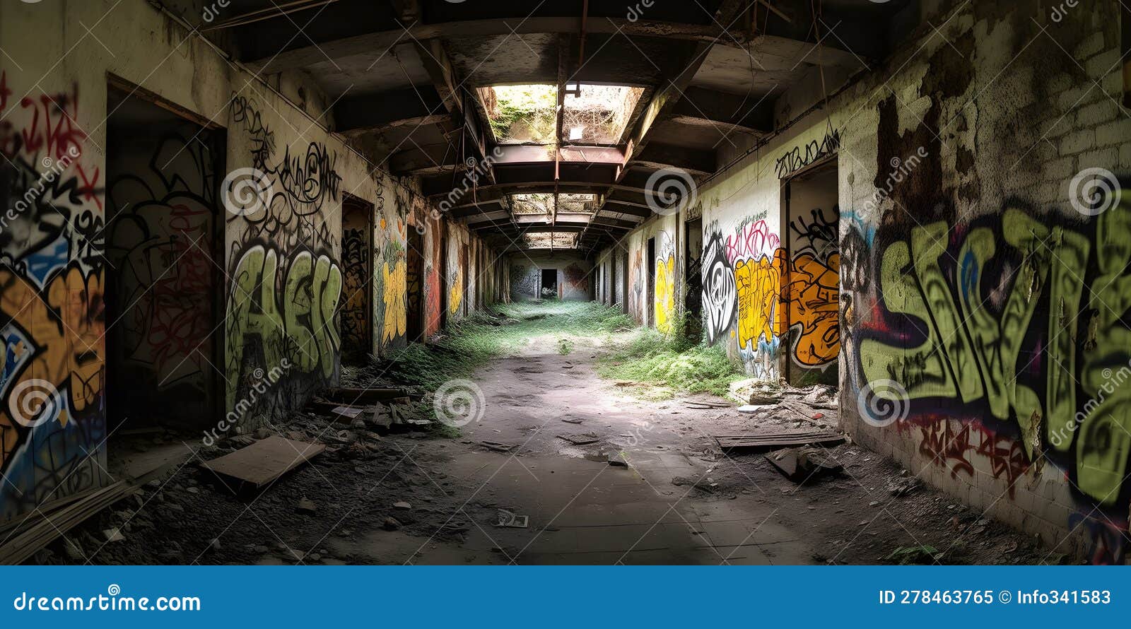 Urban Decay Abandoned Buildings Graffiti Rust Generative AI Stock ...