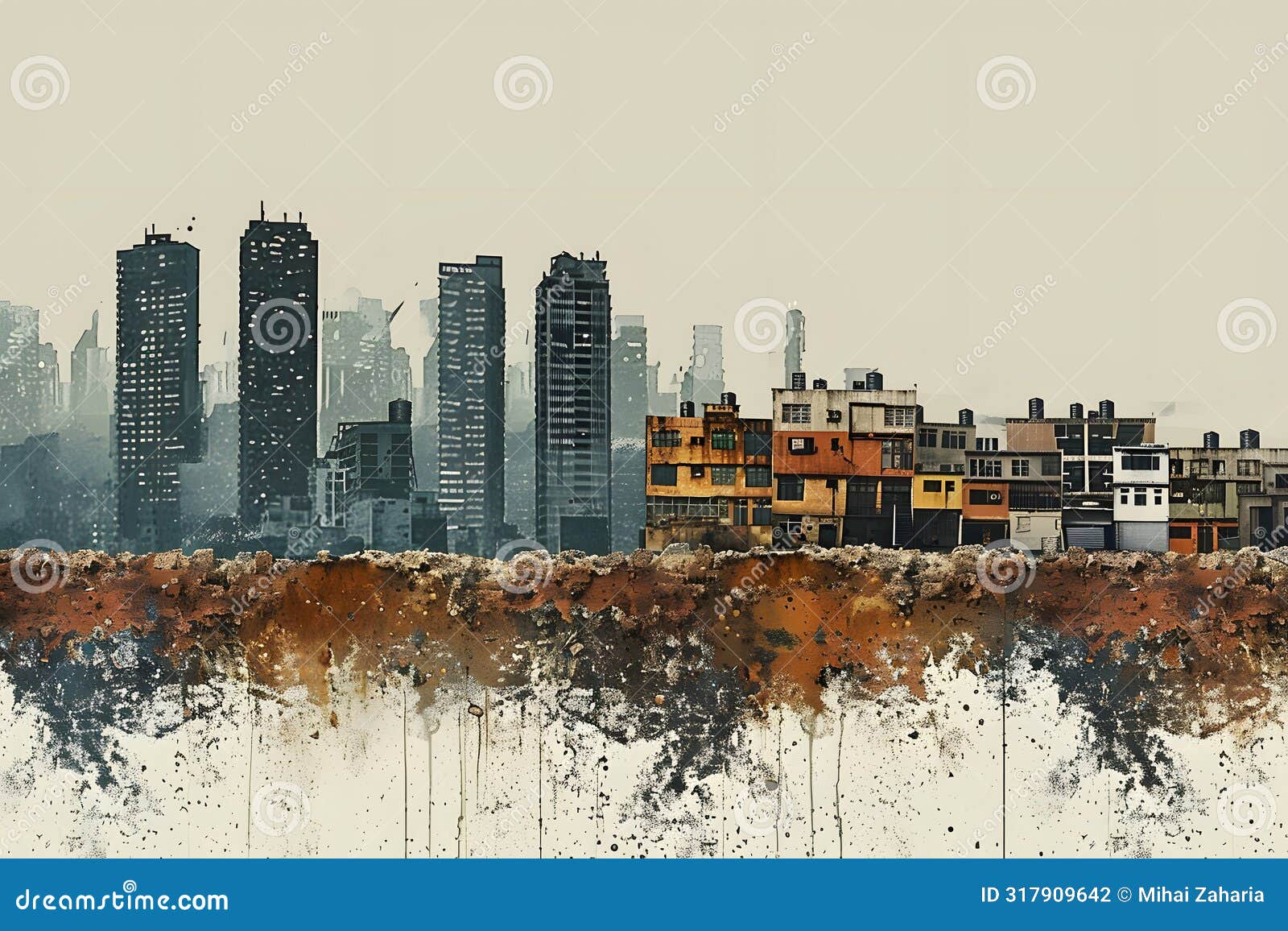 Urban Decay Concept with Rustic Texture Overlay Illustration Stock ...