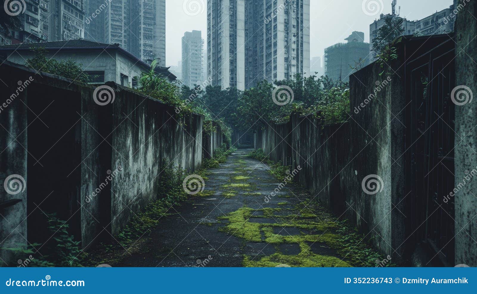 Urban Decay: Worn Wall and Broken Pathway in a Heavily Built-Up ...