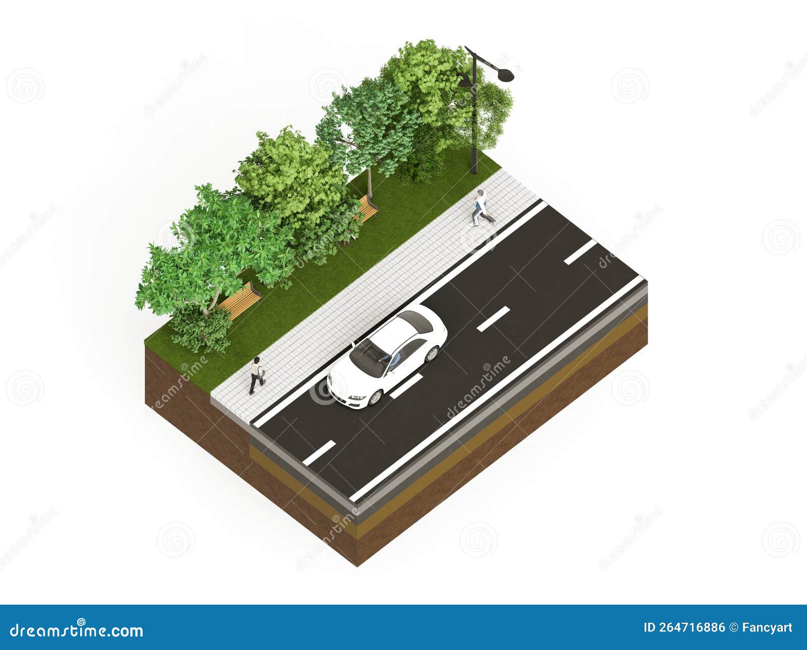 Urban Design Living Street Isometric 3d Rendering Stock Illustration ...