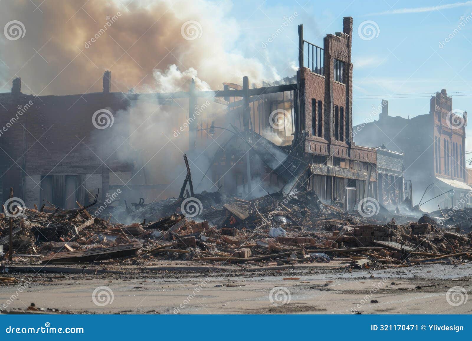 Urban Devastation: Aftermath of a Building Fire Stock Image - Image of ...