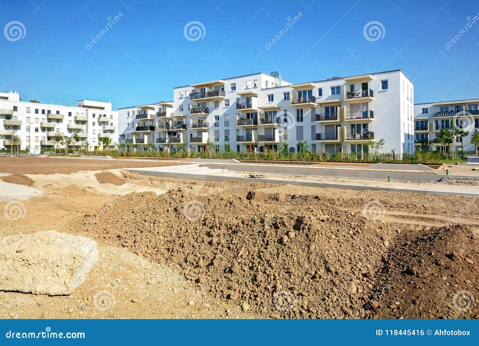 Urban Development with Construction Site and New Residential Buildings ...