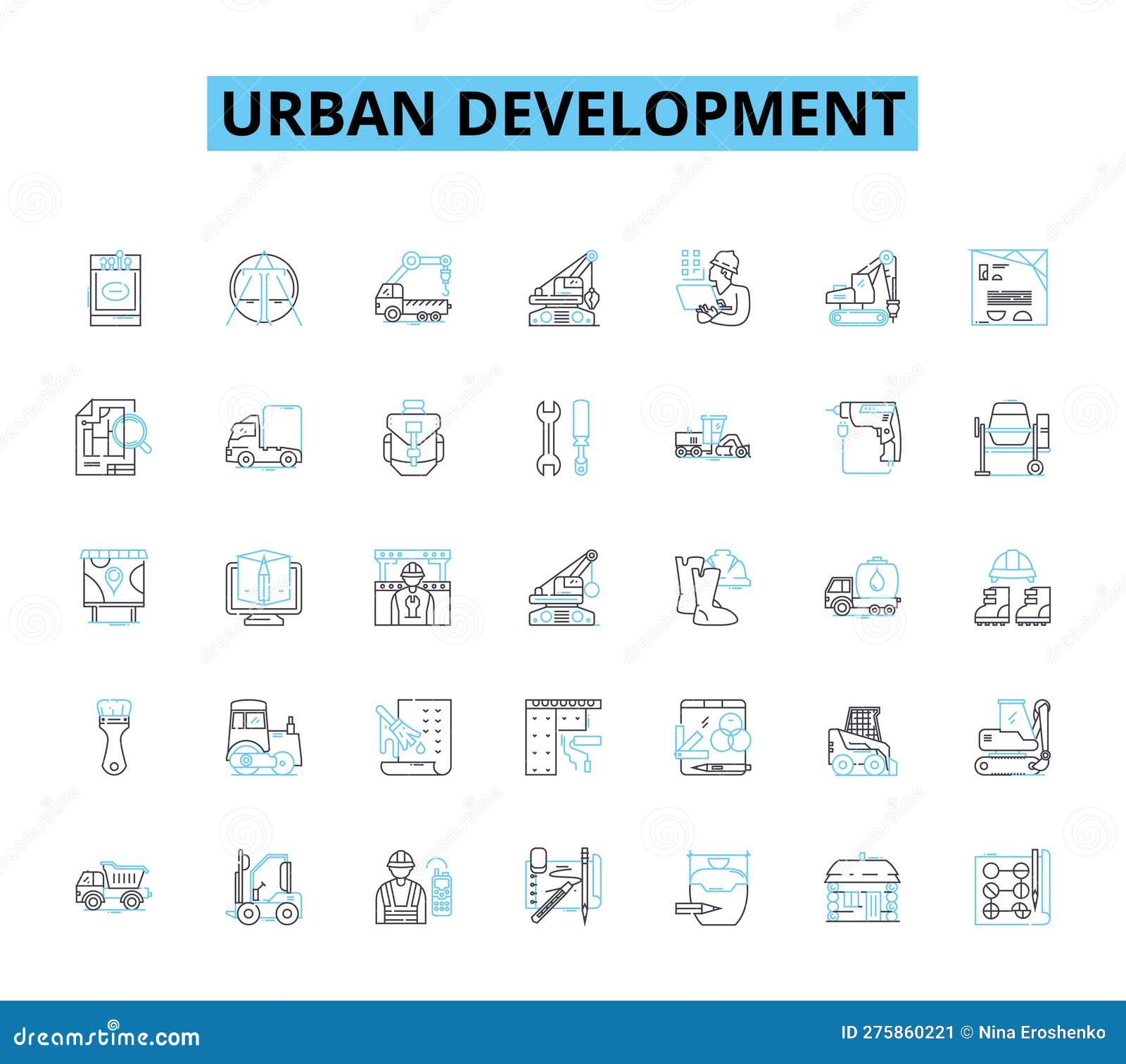 Urban Development Linear Icons Set. Gentrification, Redevelopment ...