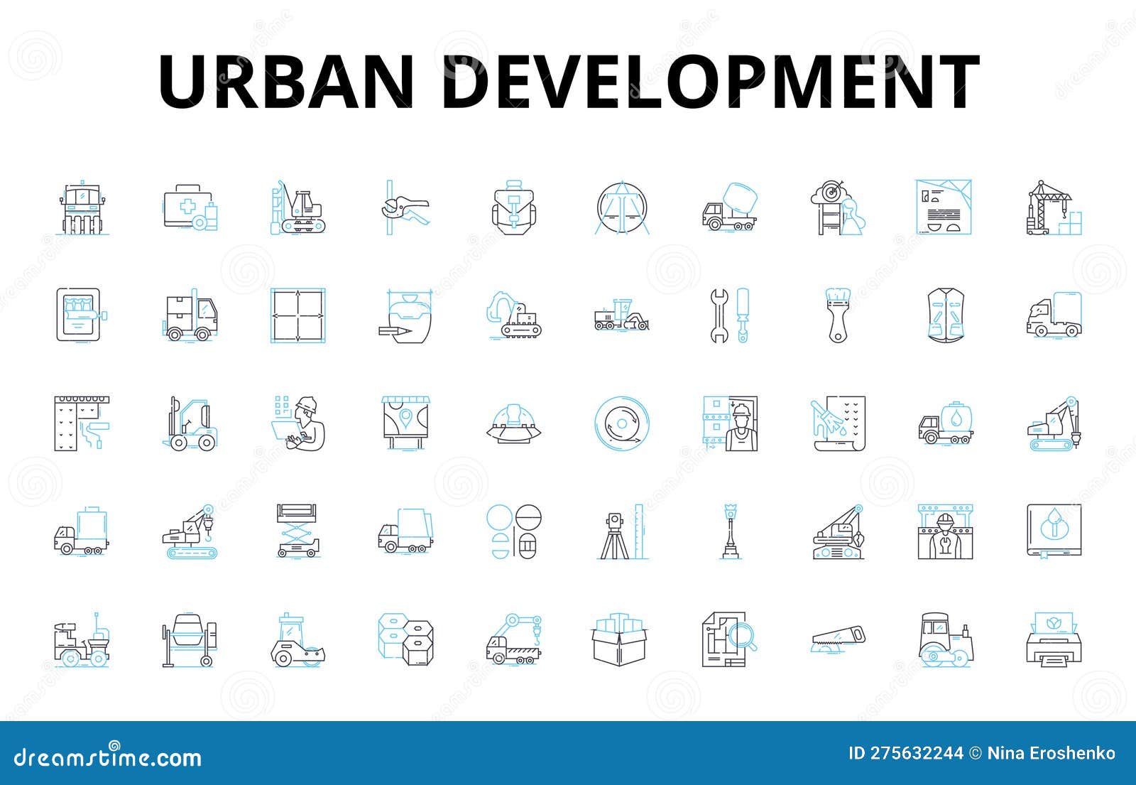 Urban Development Linear Icons Set. Gentrification, Redevelopment ...