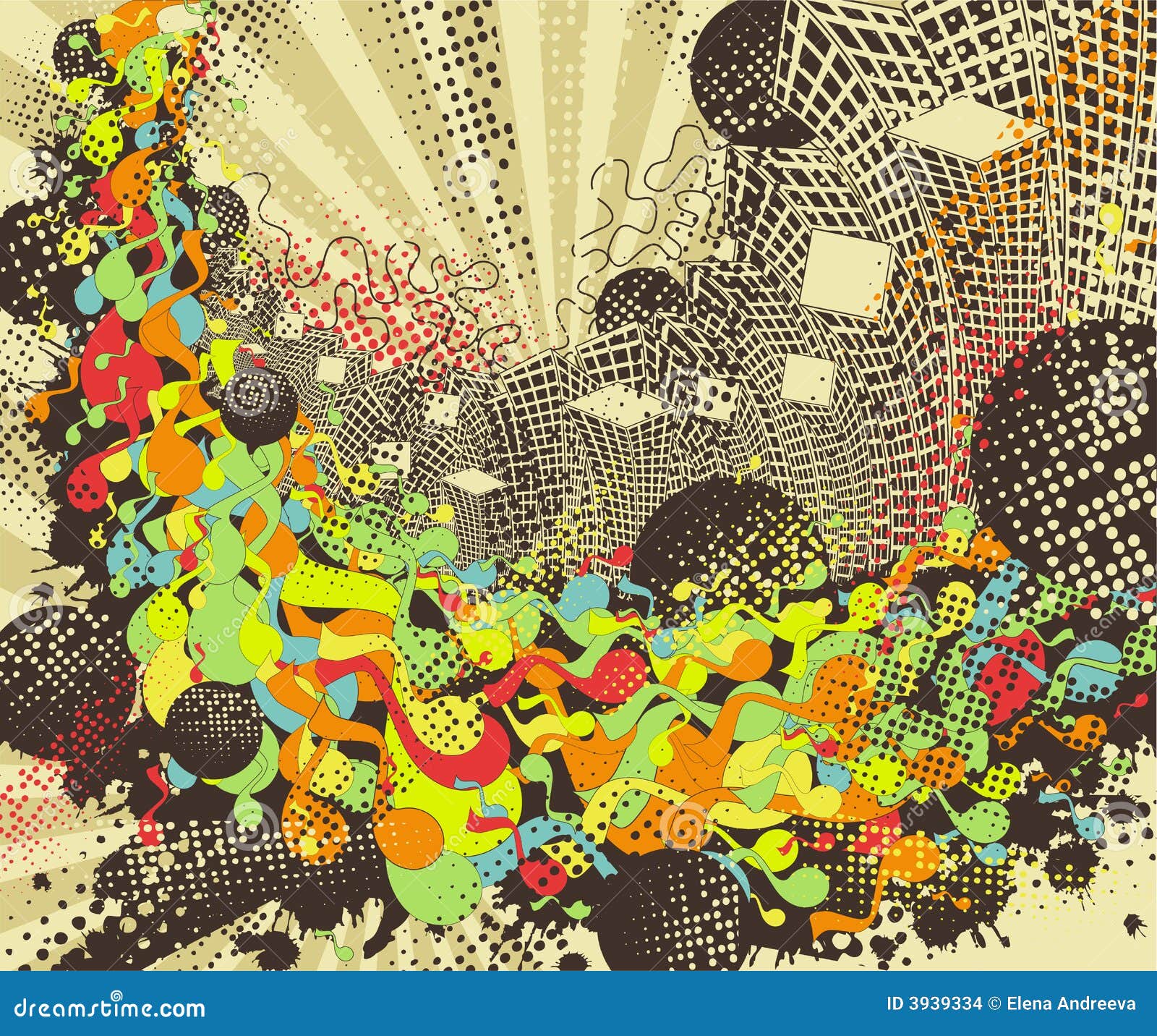 Urban disco background. stock vector. Illustration of graffiti - 3939334