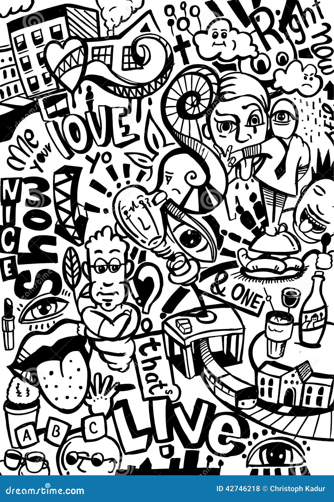Urban Doodle stock illustration. Illustration of drinks - 42746218