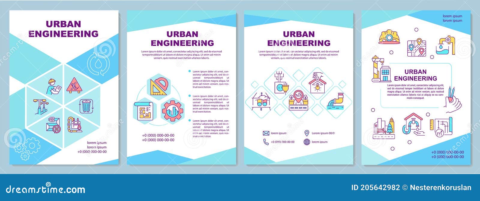 Urban Engineering Brochure Template Stock Vector - Illustration of blue ...